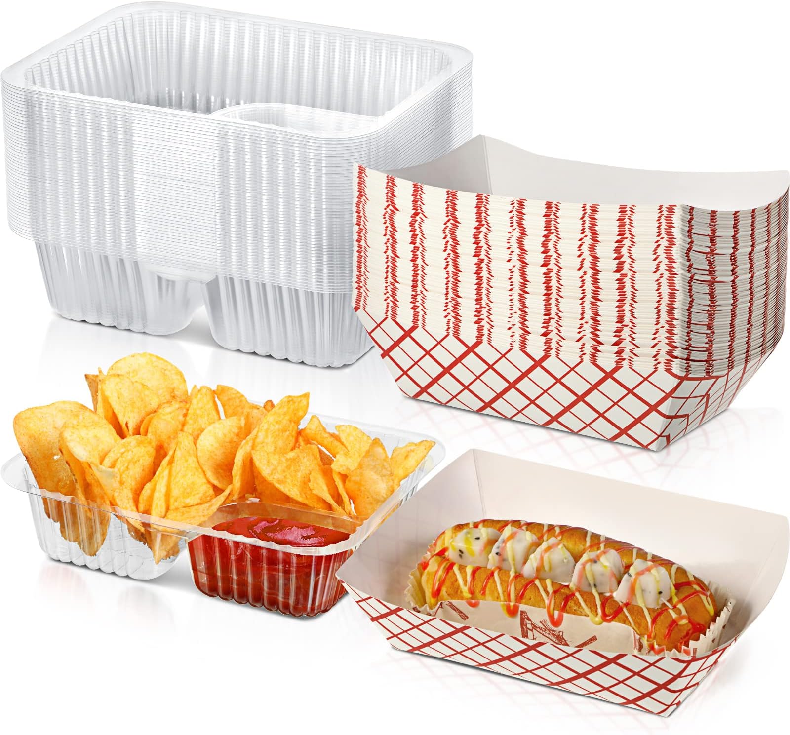 Amazon.com: 12oz Plastic Nacho Trays (100 Pack) Small Disposable Tray ...