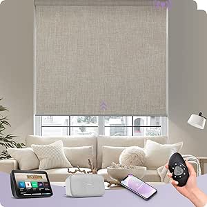 Amazon.com: Graywind Motorized Roller Shades Compatible with Alexa Google Smart Blackout Shades ...