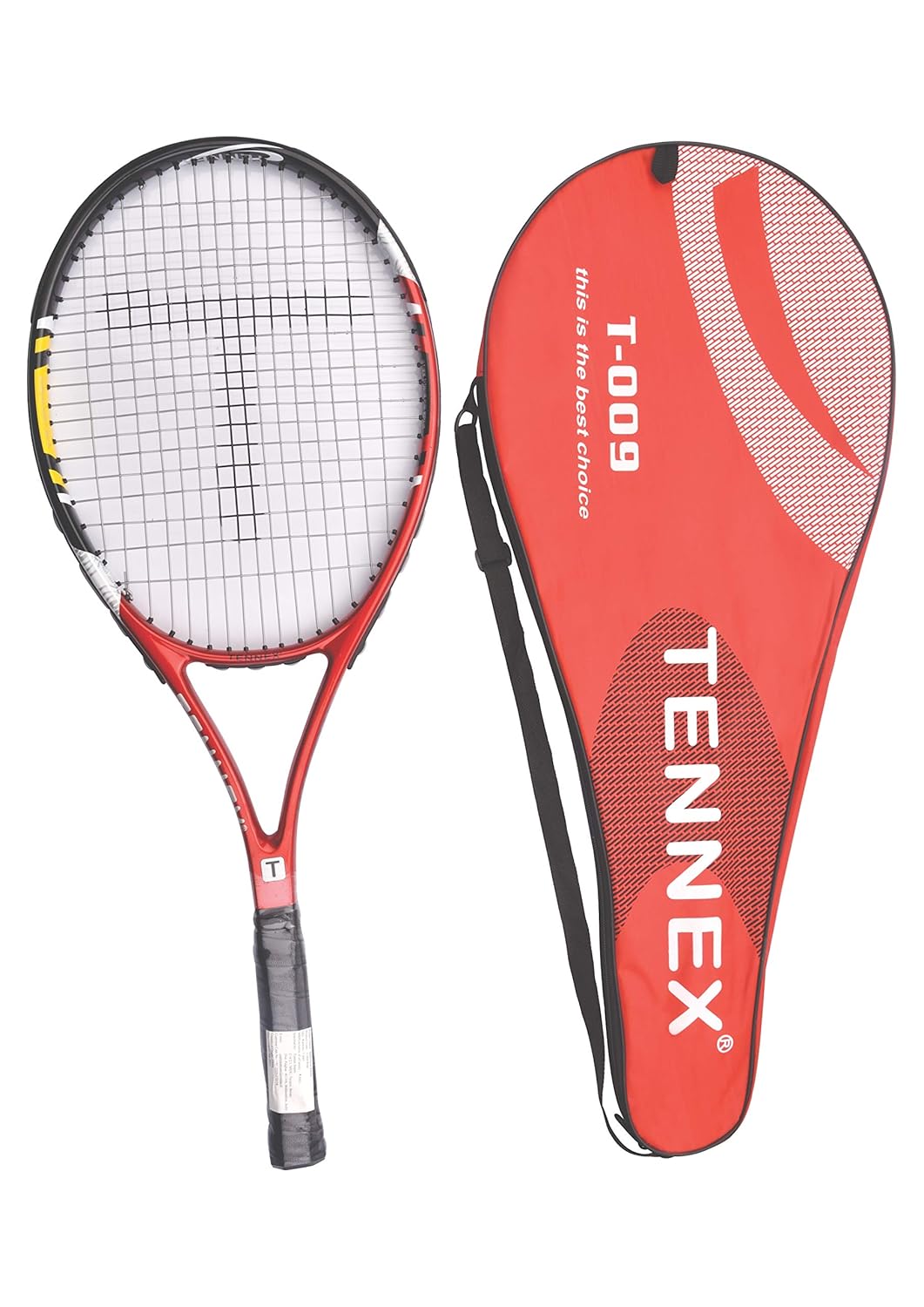 TENNEX T009 Single Piece Lawn Tennis Racket (Red) : Amazon.in: Sports ...