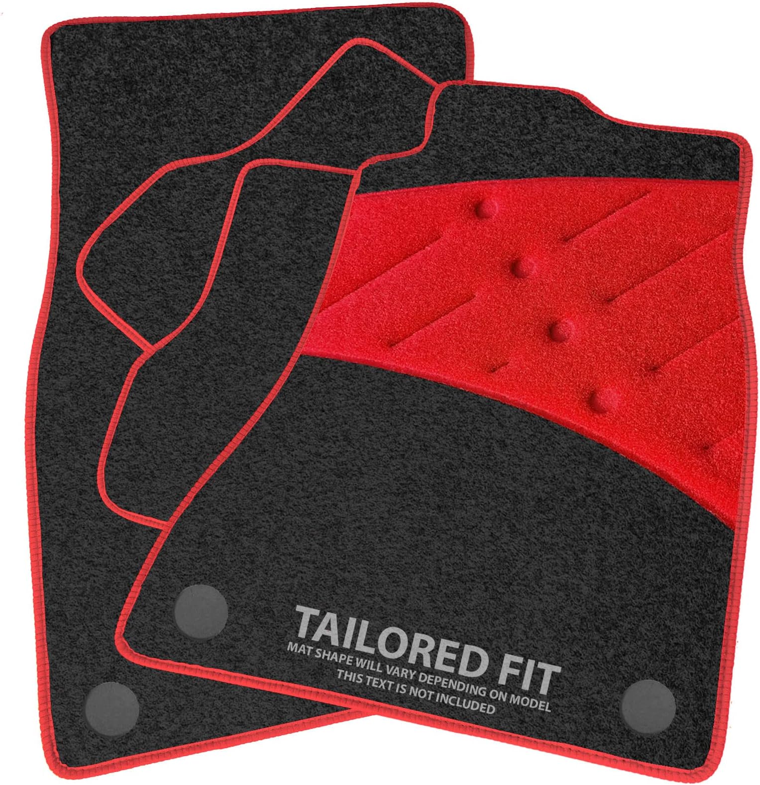 Car Mats FOR Fiat 500X 2015+ Charcoal Carpet & Red Ribbed Trim & Red ...