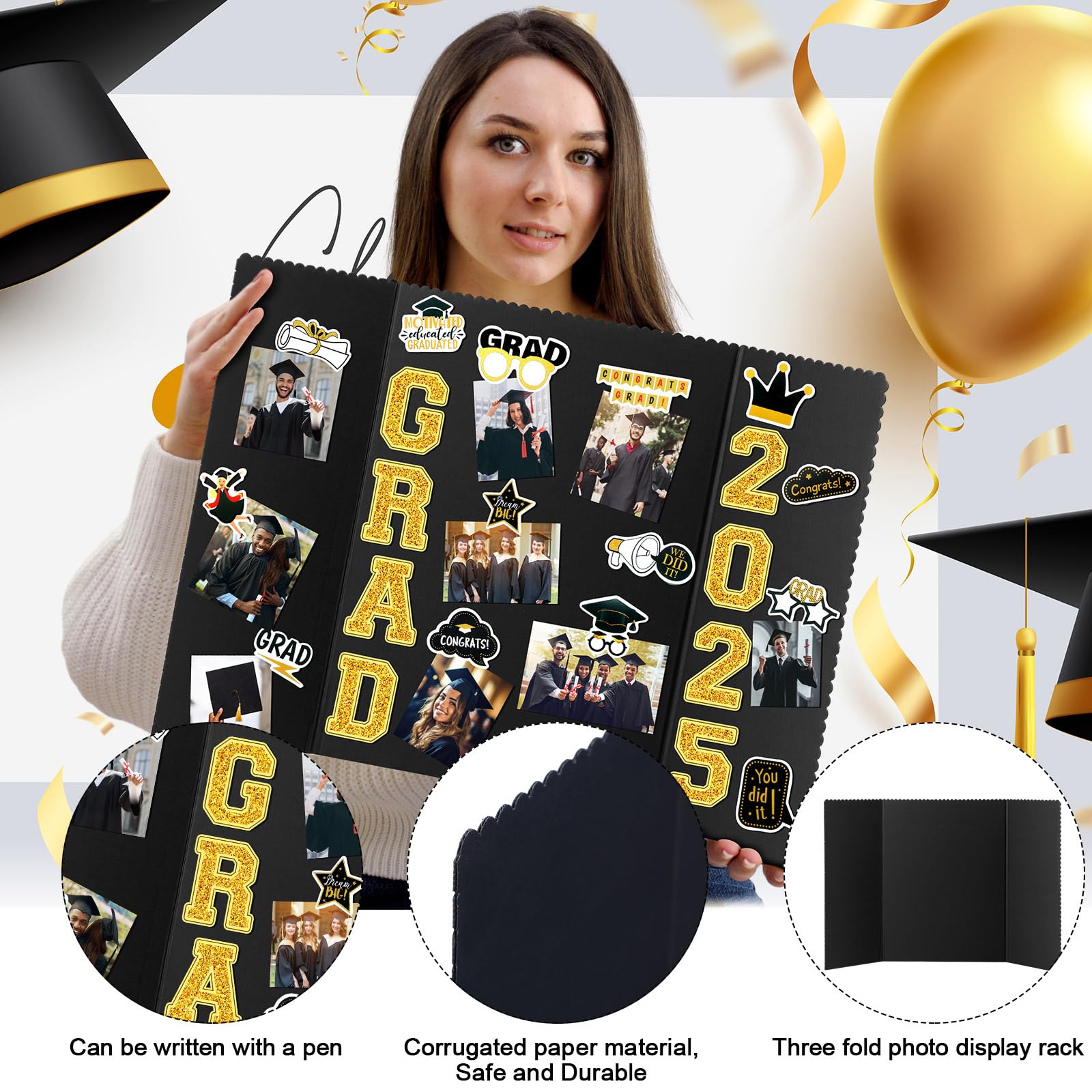 Snapklik.com : 4 Set Graduation Photo Display Board 24" X 16" Trifold ...