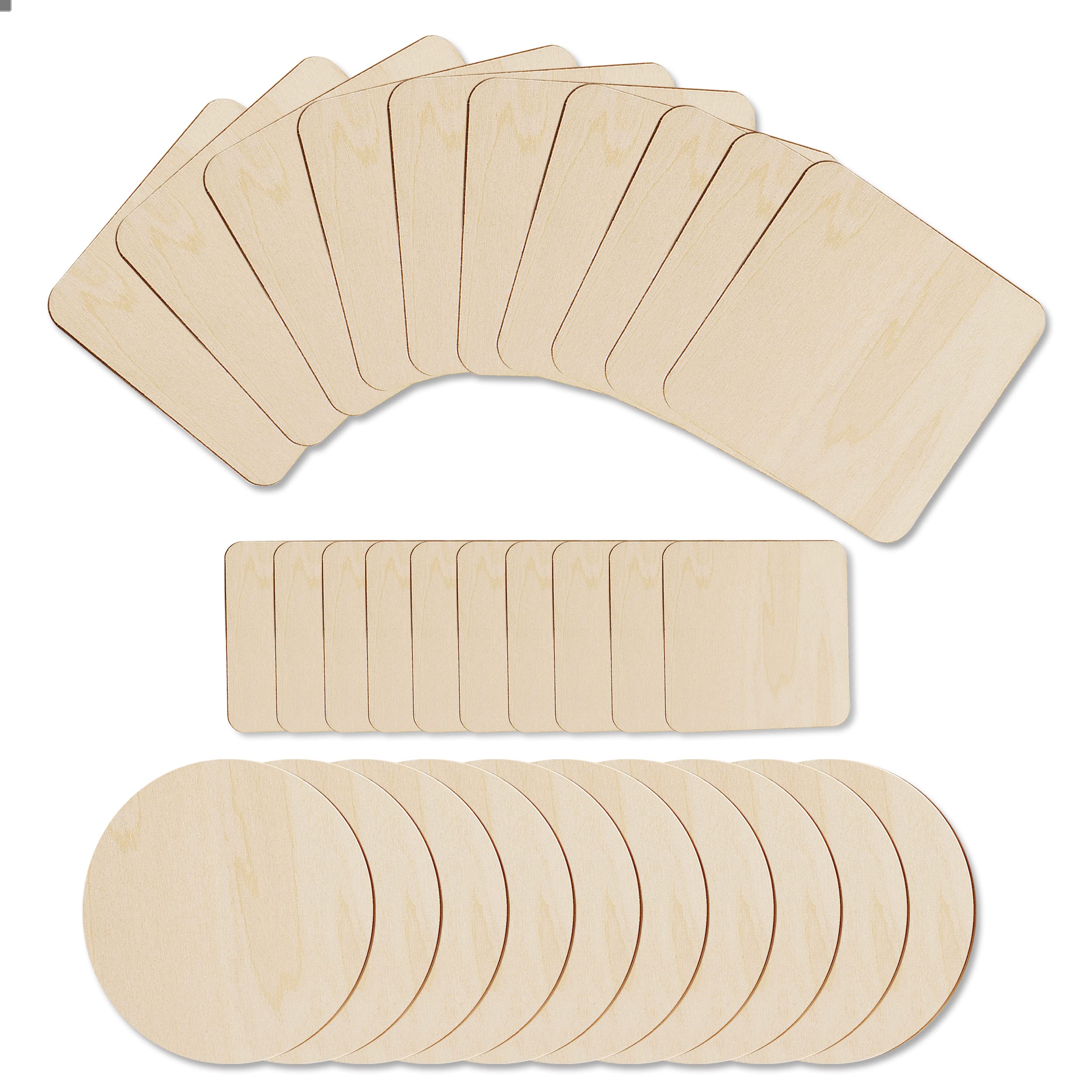 30pcs Unfinished Square Round Wooden Discs, 5.9inch Blank Wood Slices ...