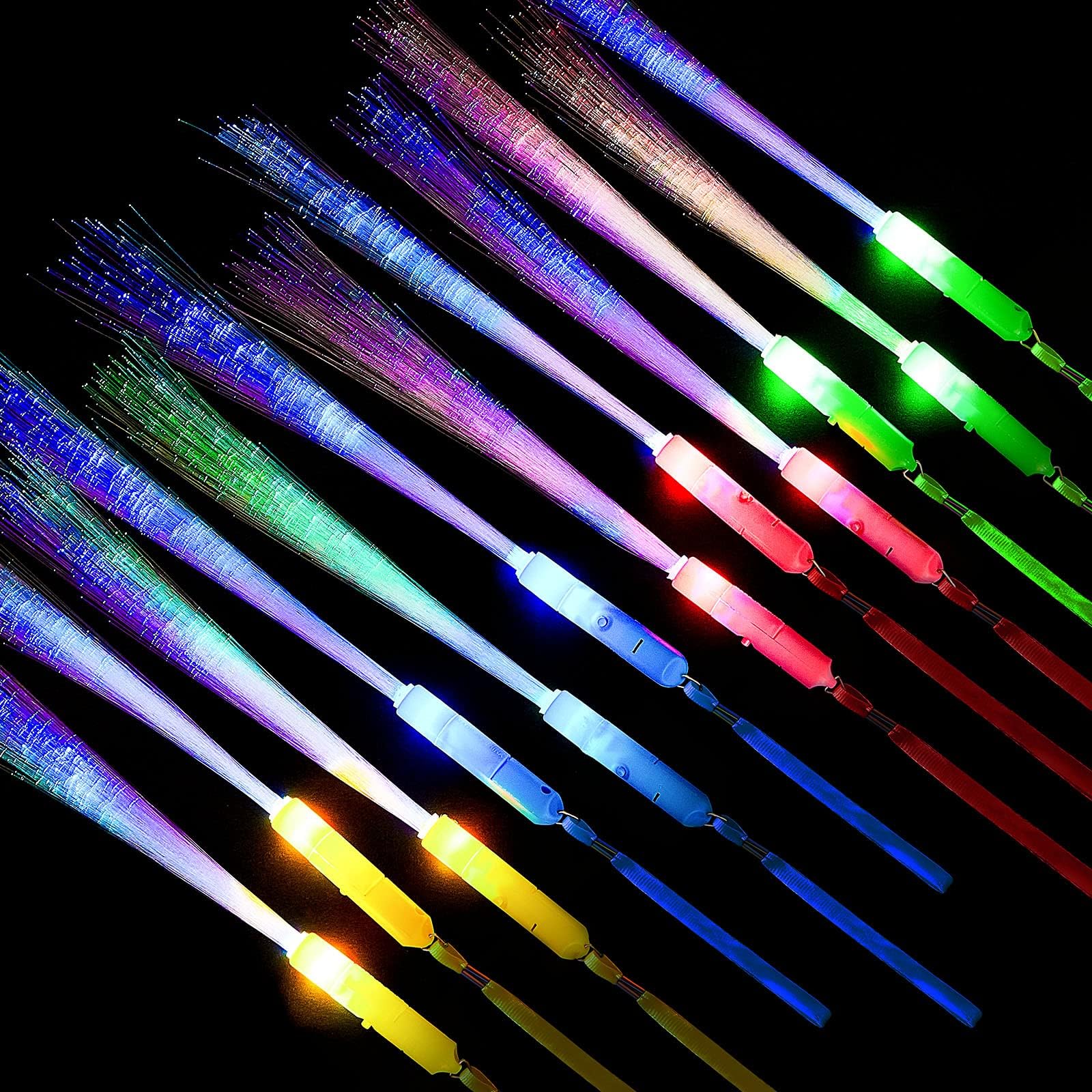 FlashingBlinkyLights Multicolor Light Up Fiber Optic Wands (Set of 12 ...