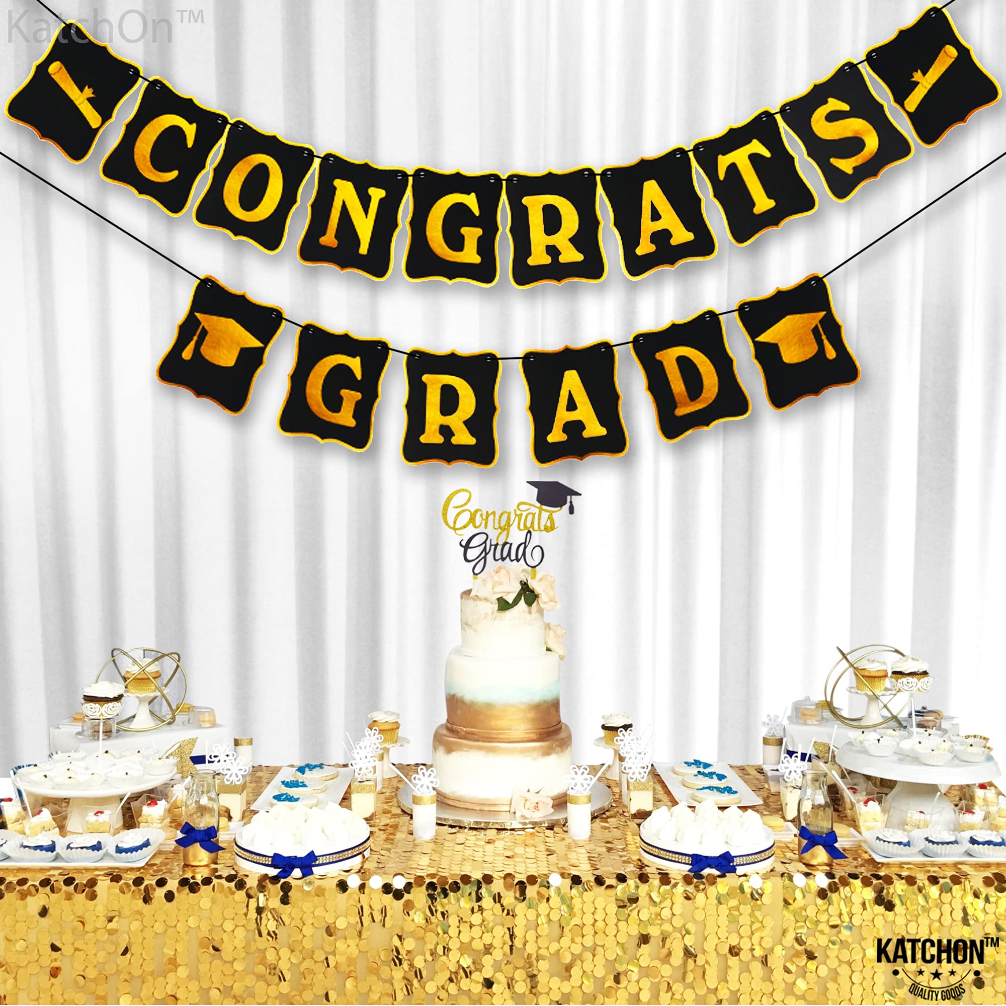 Big 10 Feet Congrats Grad Banner Decorations - No DIY, 8 Inch Pennant ...