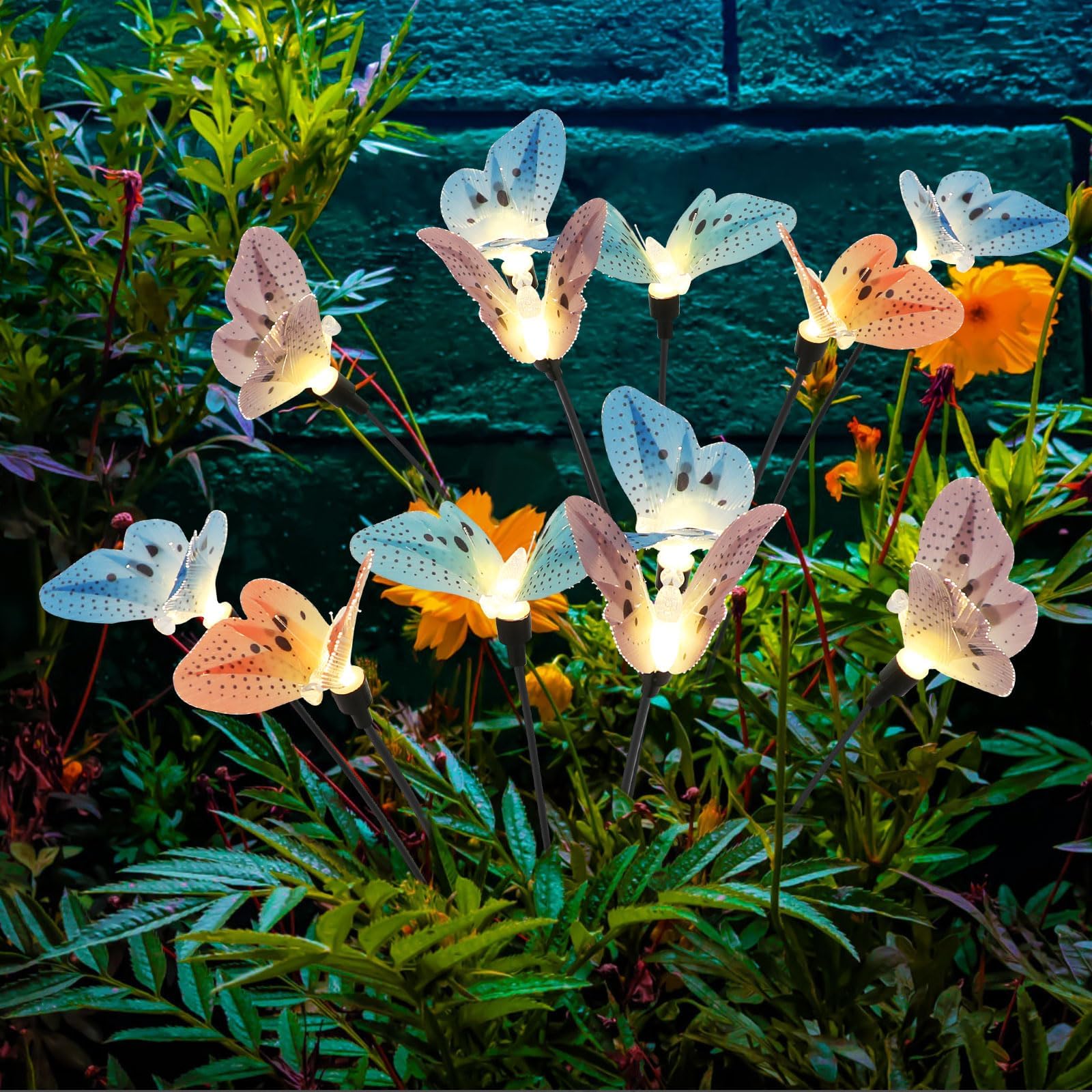 JOFONY Butterfly Solar Garden Lights,2 Packs 12 LED Butterfly Outdoor ...
