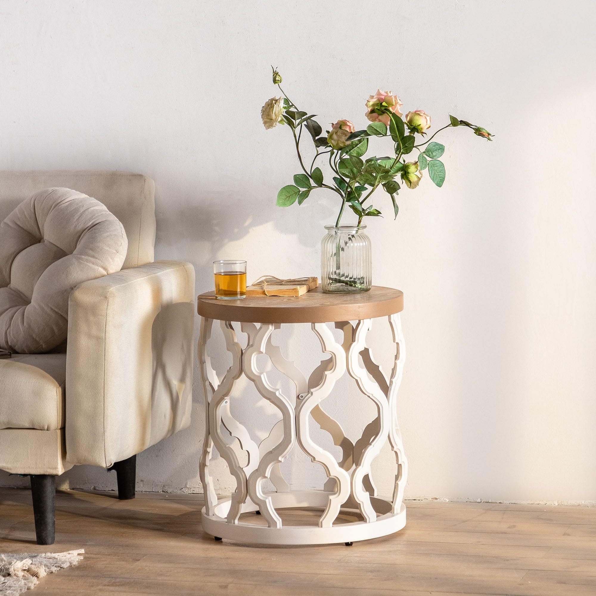 Amazon.com: Clredg Rustic Farmhouse End Table, Distressed Wood Top Side ...