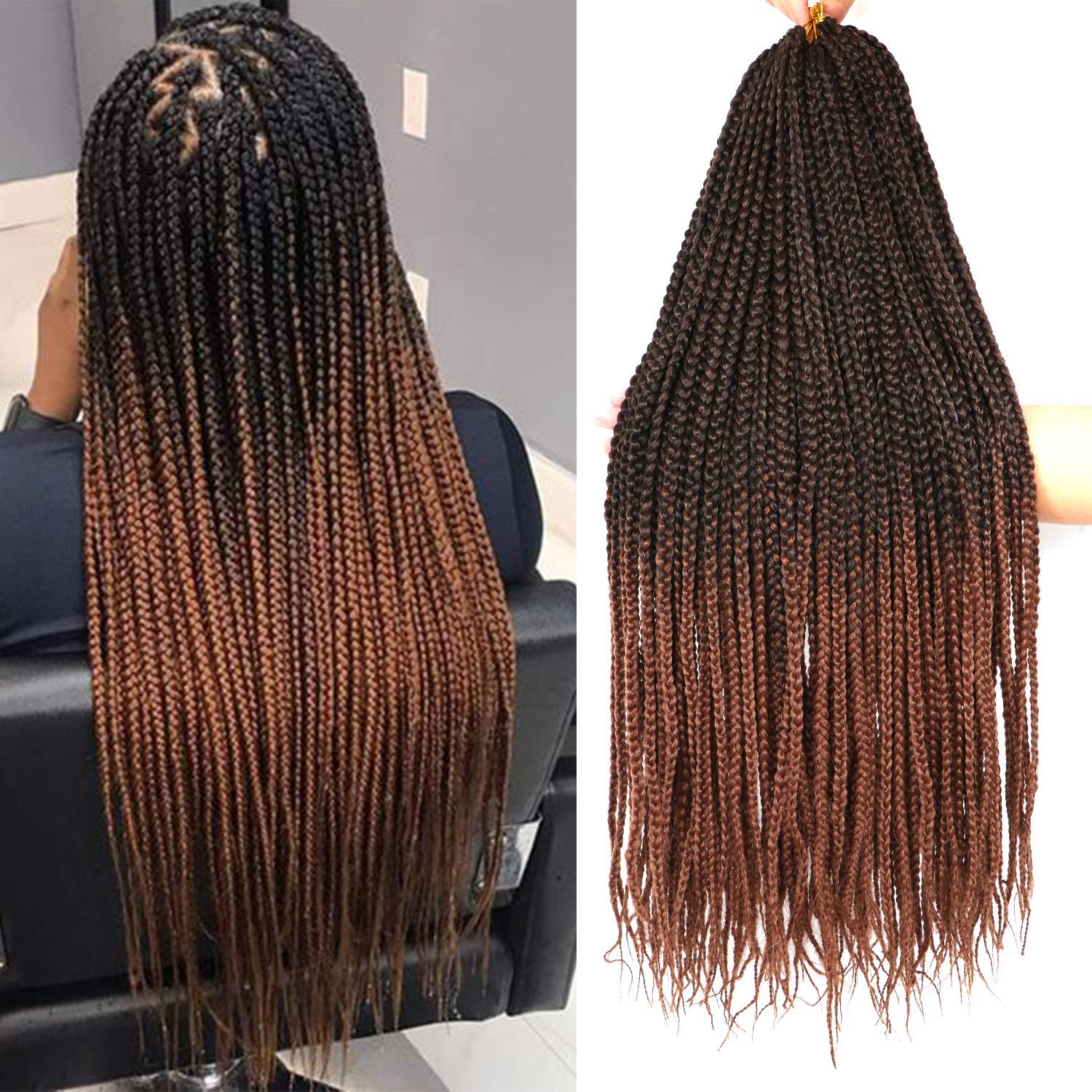Buy 24 Inch Crochet Box Braids Pre Looped Box Braid Crochet Hair ...