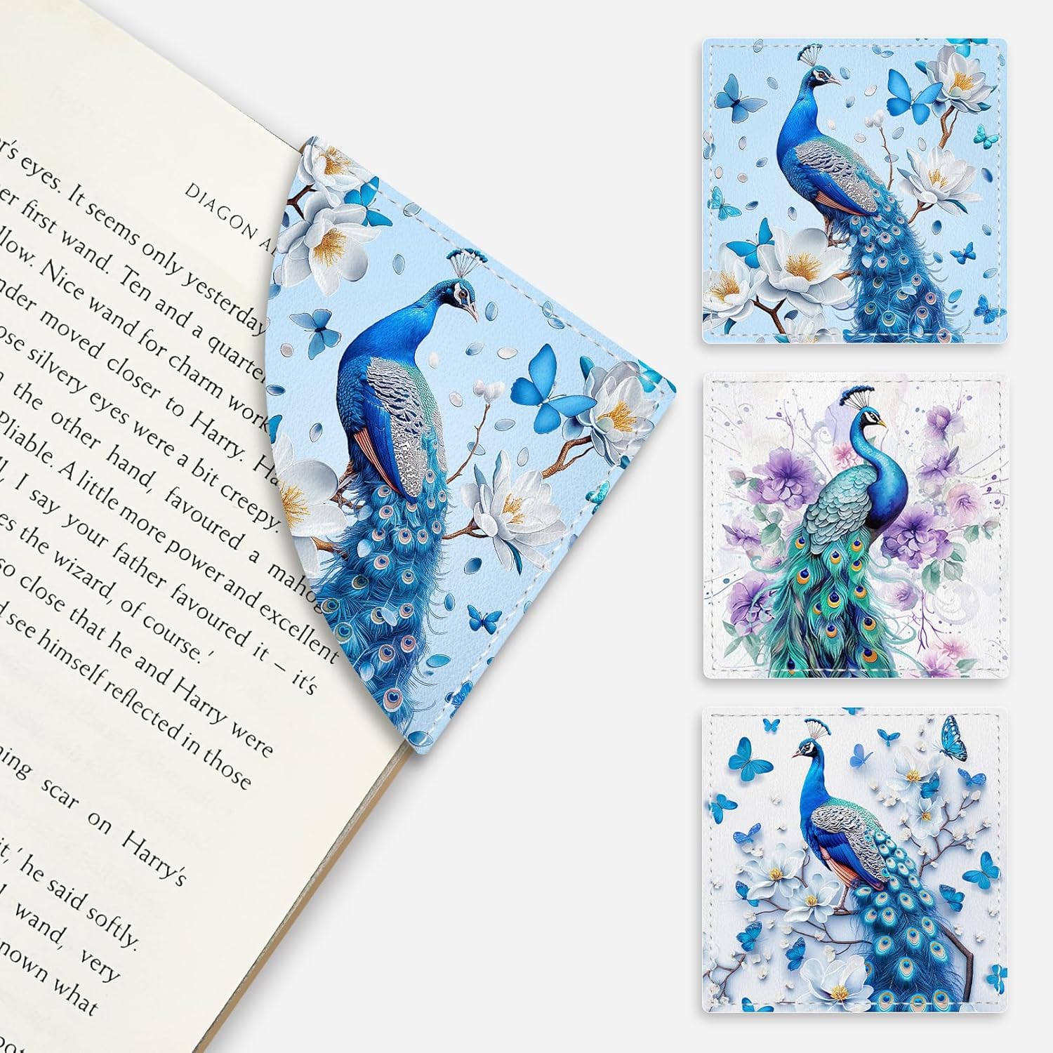 Amazon.com: Icycay Peacock Corner Bookmarks, Cute Leather Book ...