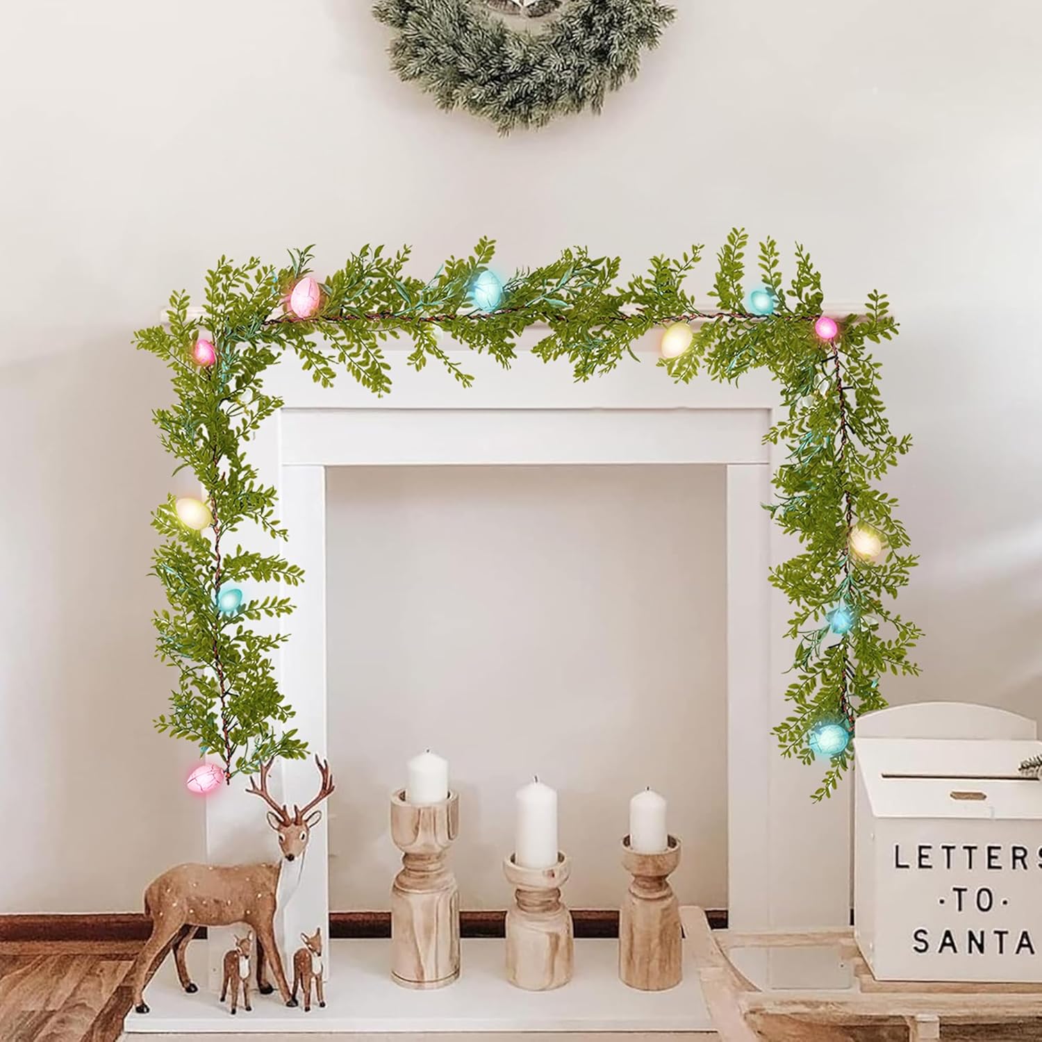 Amazon.com: oaheoo Easter Garland Egg Lights Spring Artificial Vine Led ...