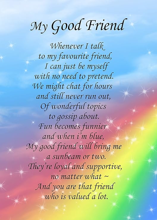 Good Friend Poem Verse Card : Amazon.co.uk: Stationery & Office Supplies