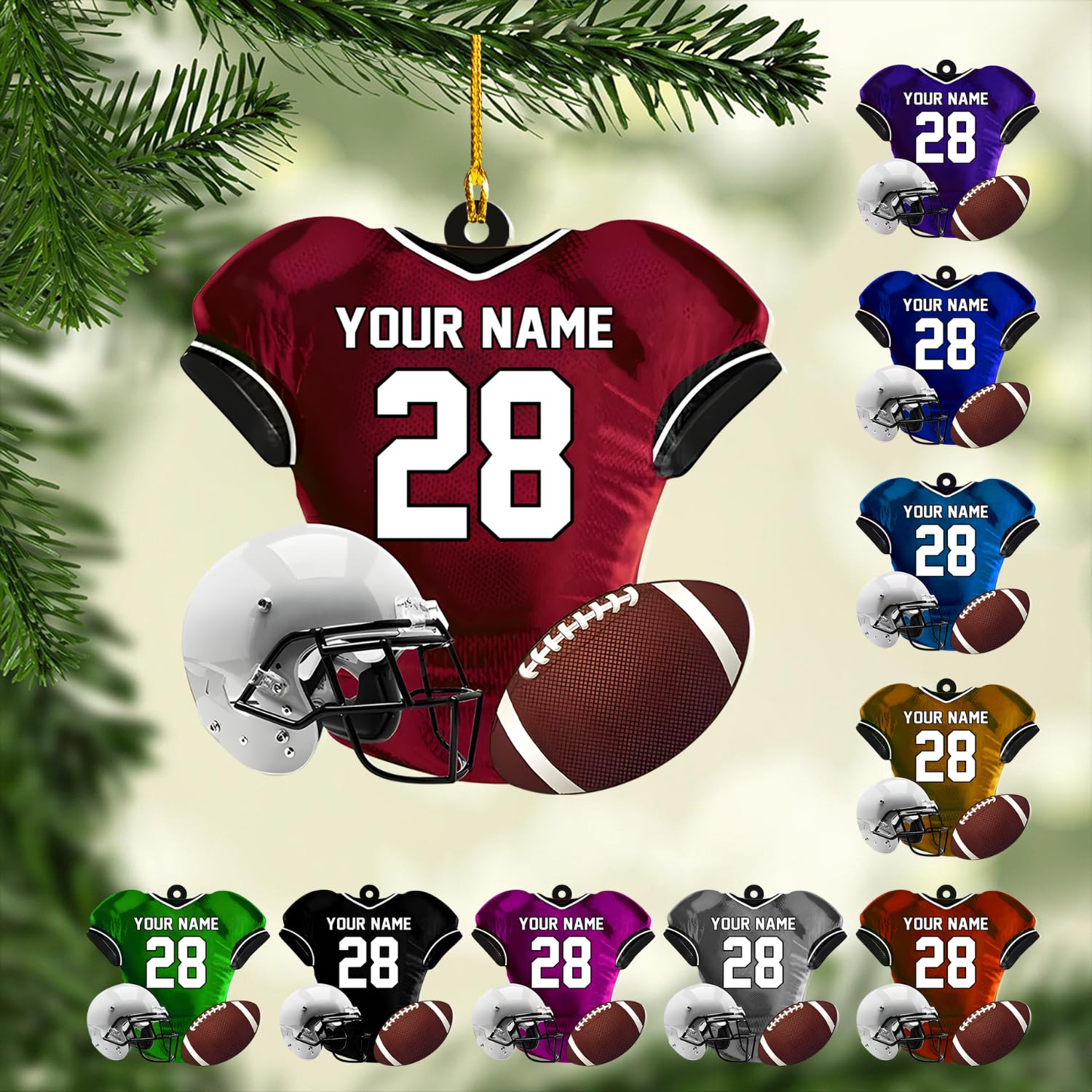 Amazon.com: Tinoshop Personalized Football 2D Flat Ornaments Gifts ...