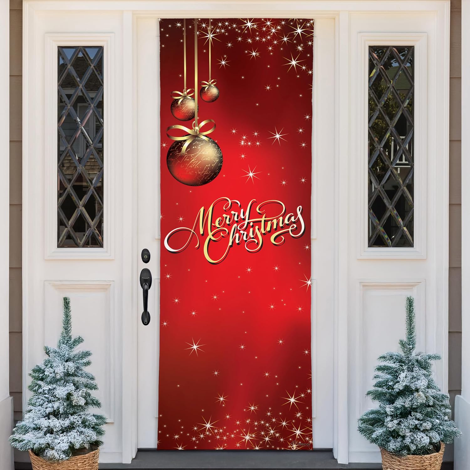 Amazon.com : Christmas Door Wrap Decoration - Red and Gold Ornaments ...