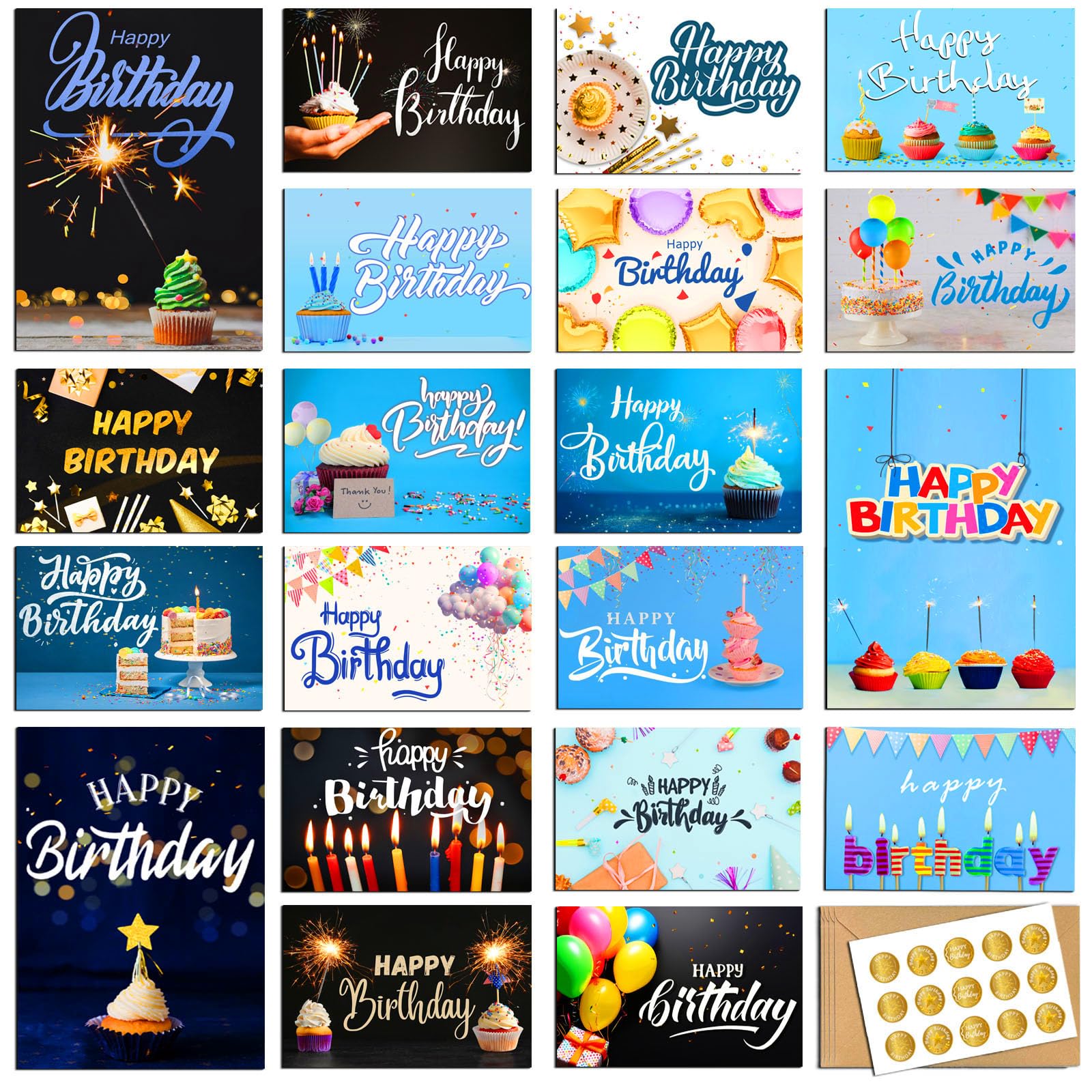 Amazon.com : Birthday Cards 100 Pack, Birthday Cards Bulk with ...