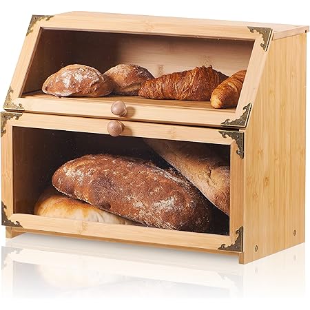 Amazon.com: HOMEKOKO Double Layer Large Bread Box for Kitchen Counter ...