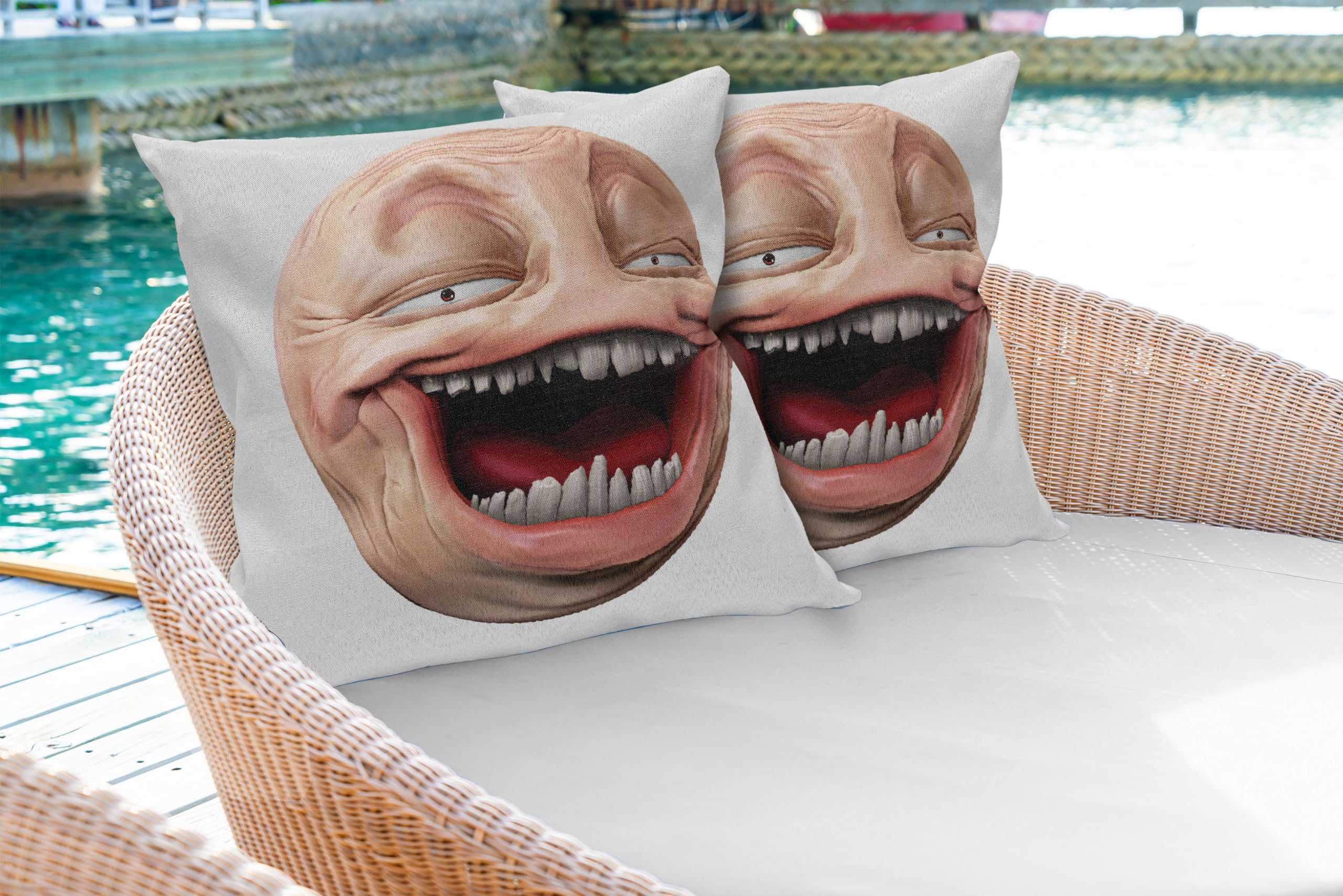 Forehead Guy Memes ABAKUHAUS Humor Kissenbezug 2er Pack, Poker Face