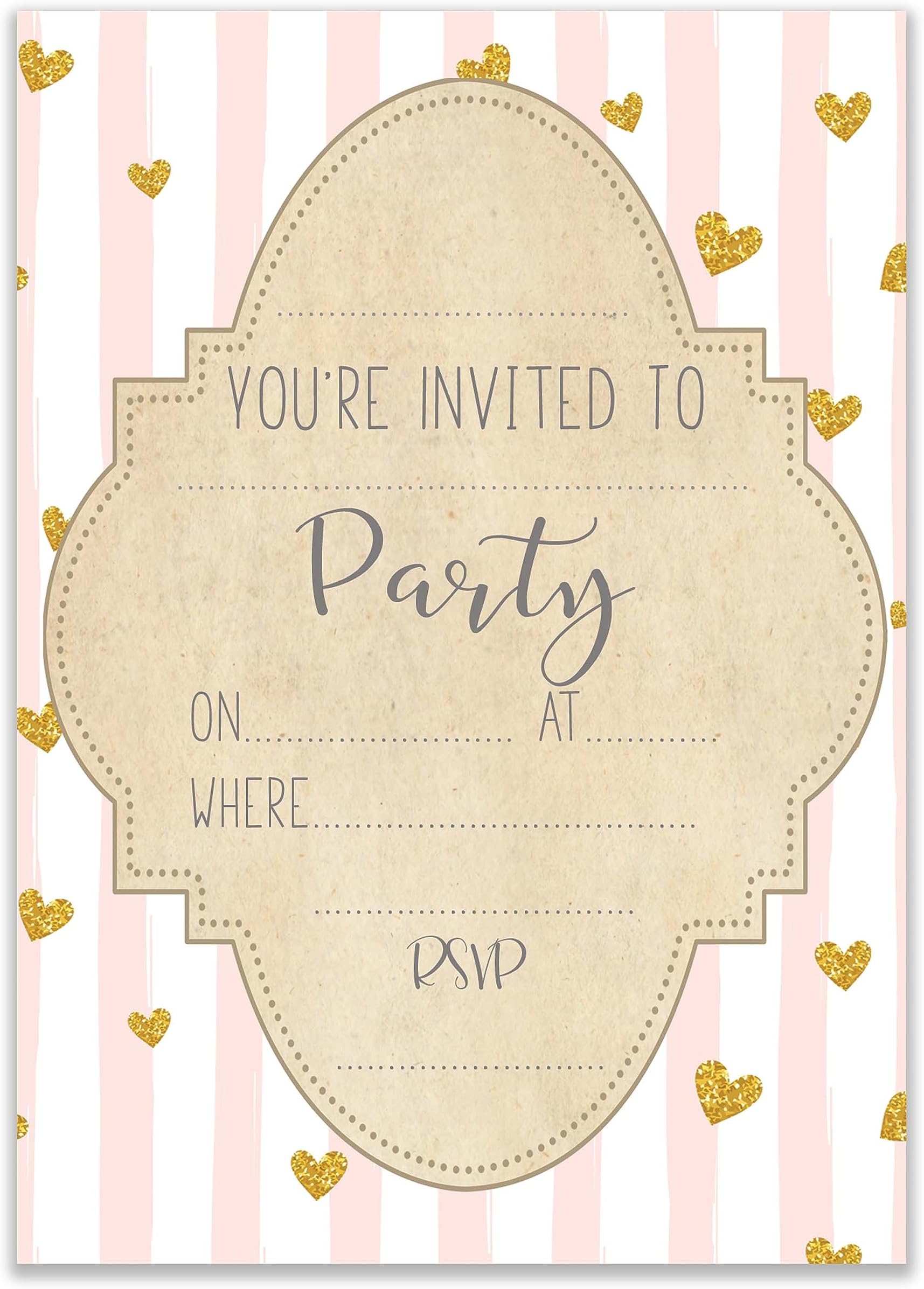 S&O Set of 25 Polka Dot Party Invites - Birthday Invitation Cards ...