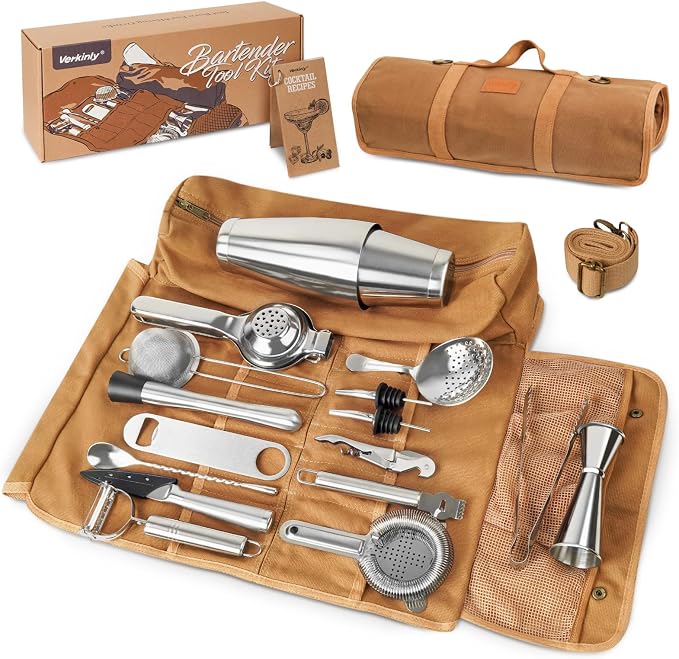 Amazon.com: Verkinly 21-Piece Travel Bartender Kit Bag, Professional ...