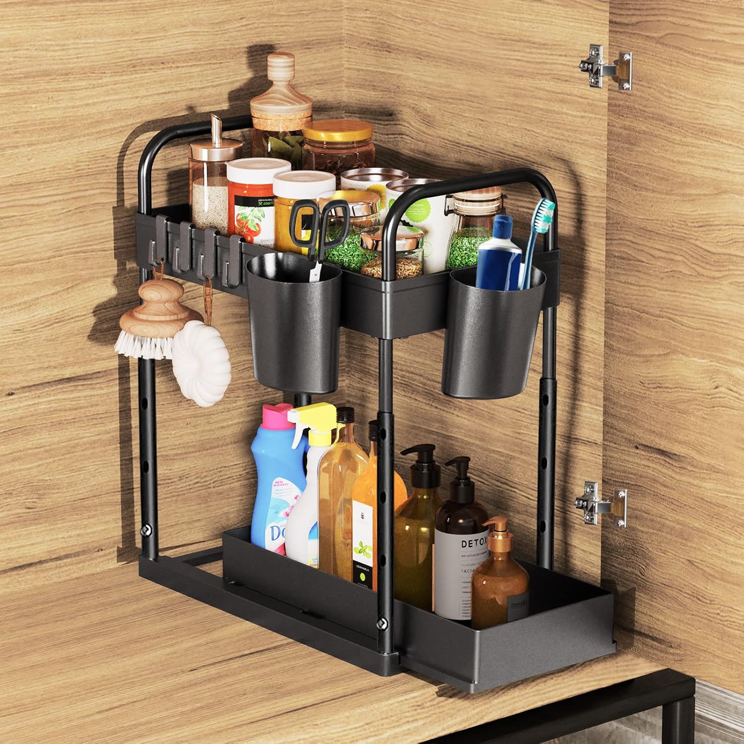 LIUWID Rangement sous Evier 2 Niveaux Réglable en Hauteur Organisateur ...