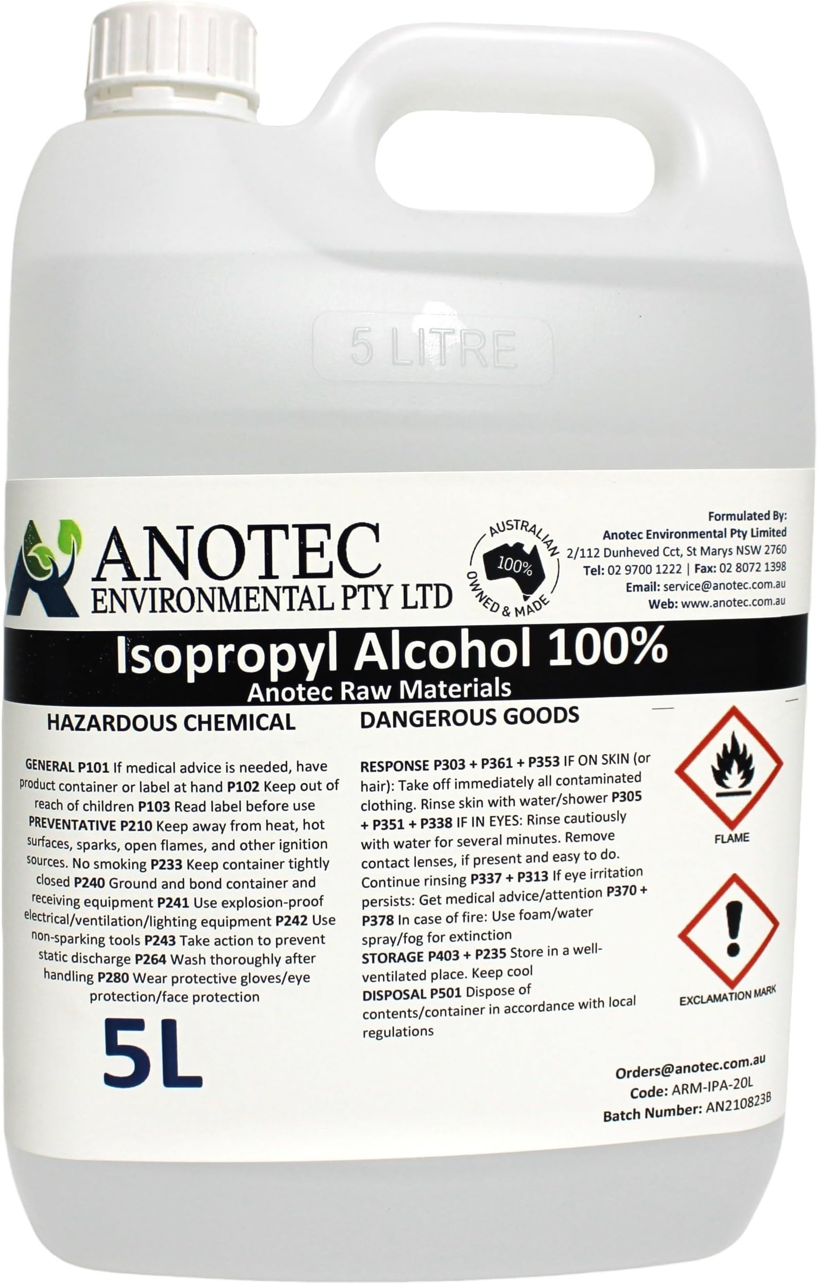 100% Isopropyl Alcohol IPA Cleaner & Rubbing Alcohol 5L | Powerful ...