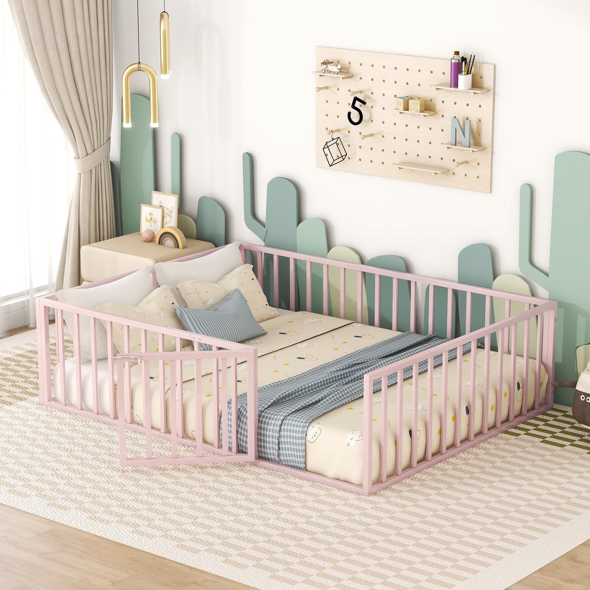 Amazon.com: Harper & Bright Designs Queen Metal Floor Bed Frame with ...