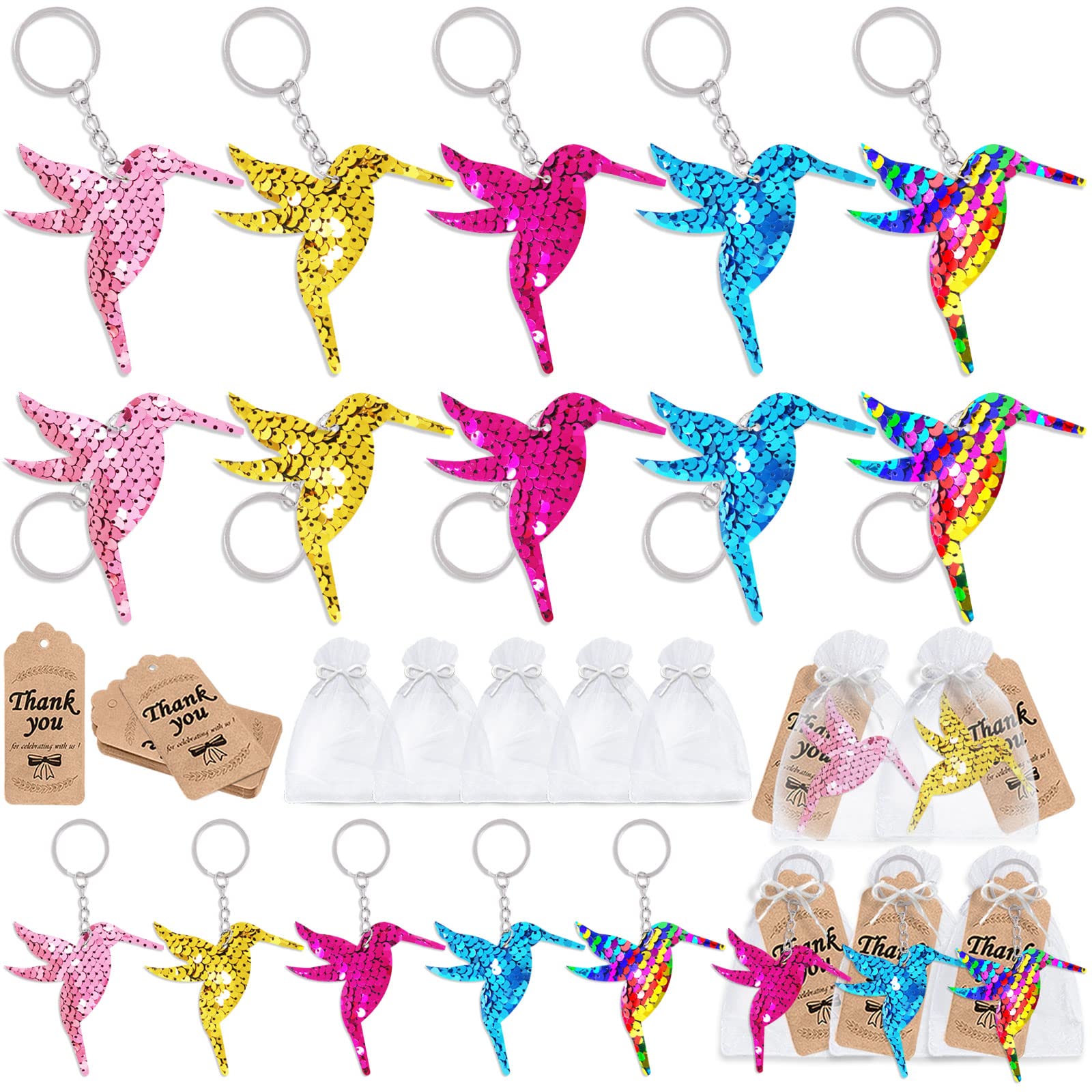 Amazon.com: CiciBear 60 Pack Double-Deck Hummingbird Sequin Keychain ...