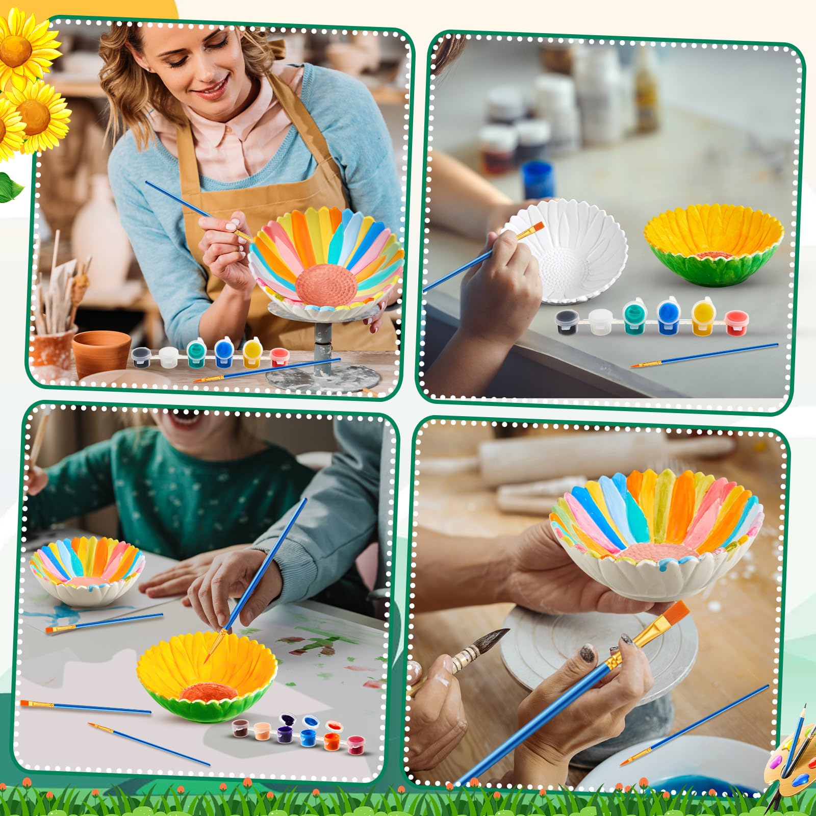 Snapklik.com : 12 Set Paint Your Own Ceramic Sunflower Bowl Keepsake ...