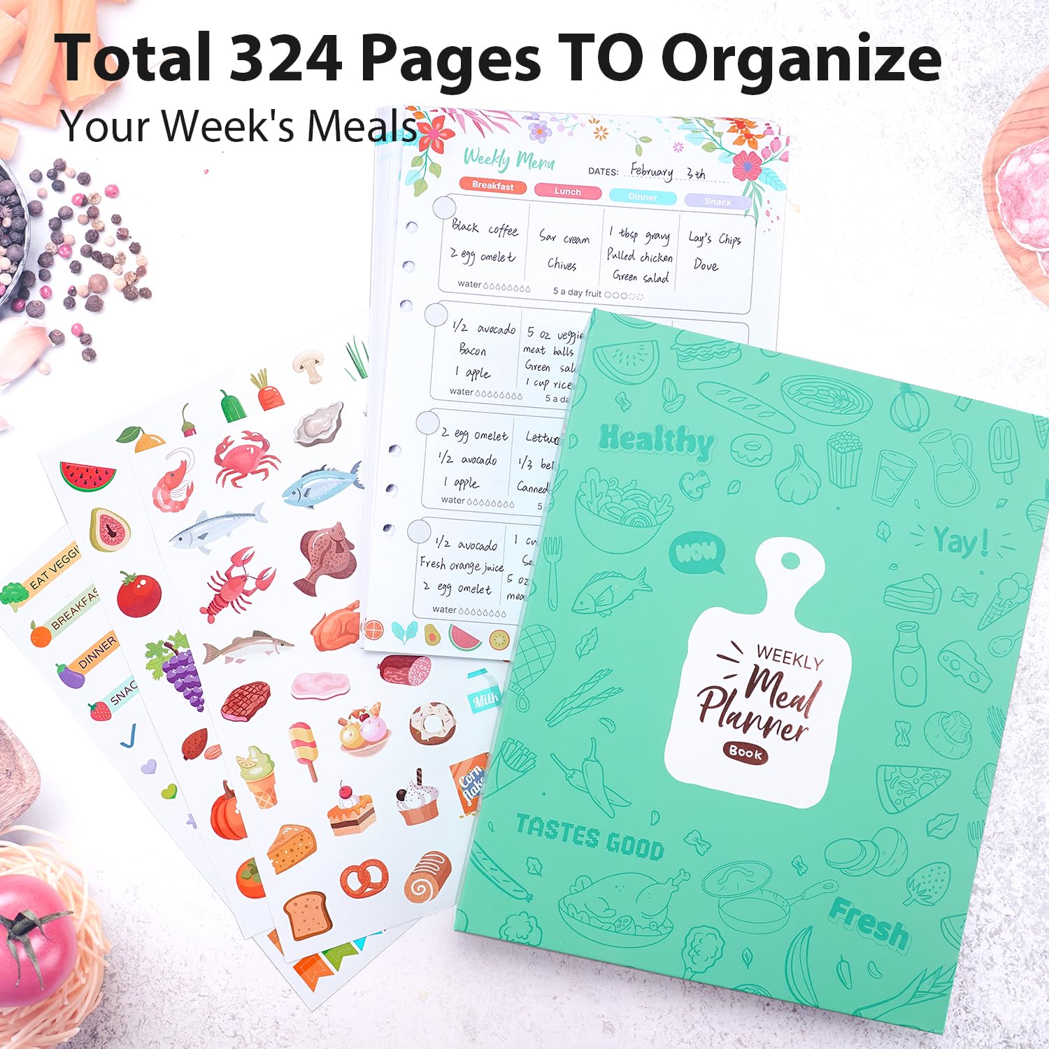 Snapklik.com : Large Weekly Meal Planner Notebook,Binder Design,324 ...
