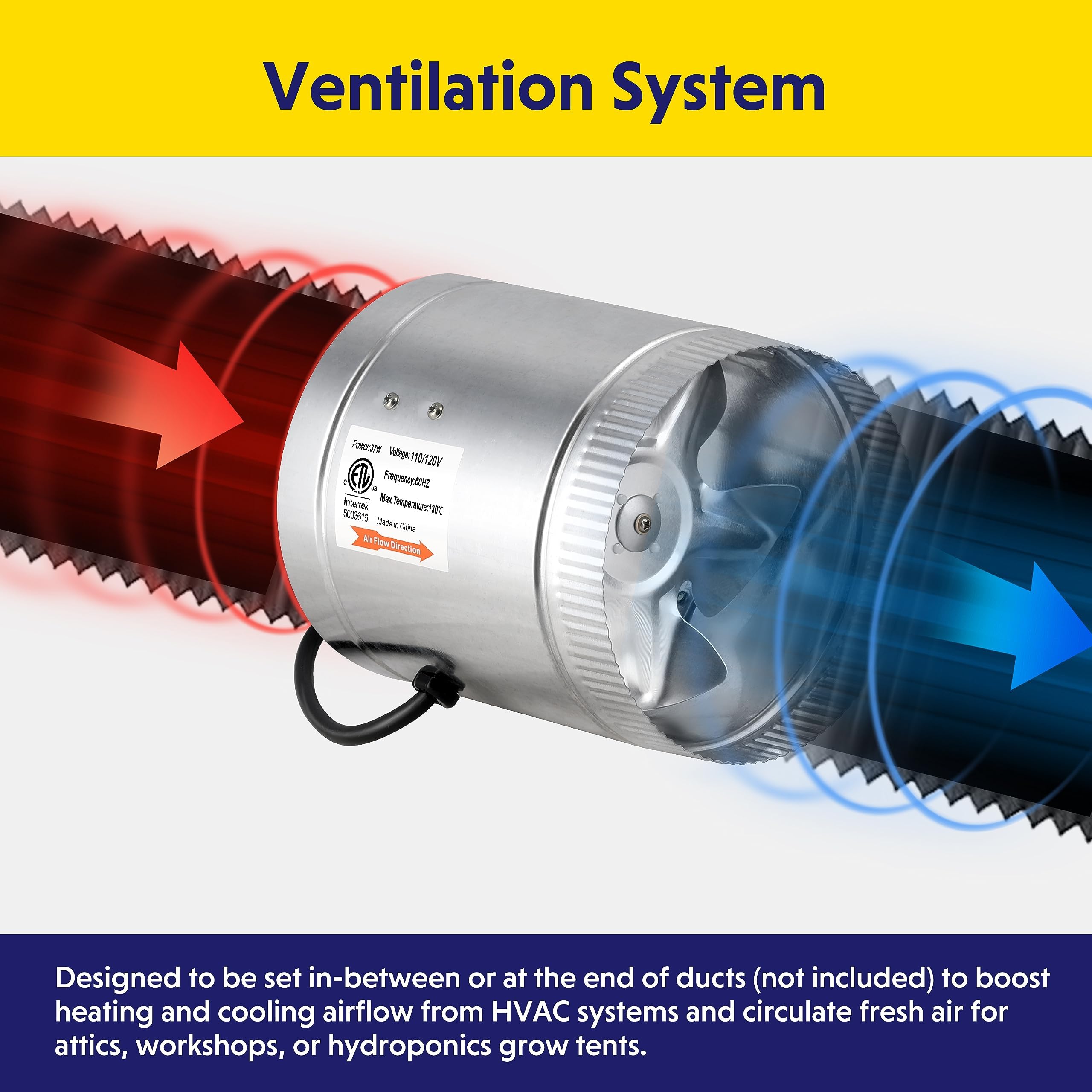 Snapklik.com : iPower 6 Inch 240 CFM Booster Fan Inline Duct Vent ...