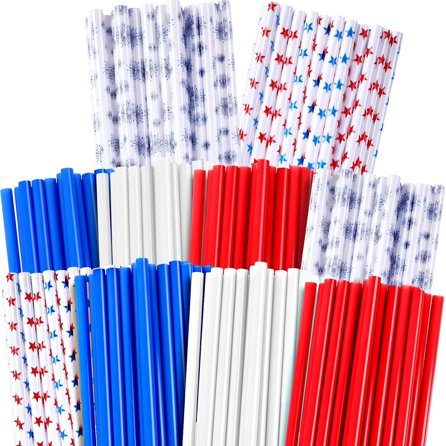 Amazon.com: Uiifan 100 Pcs 4th of July Drinking Straw Reusable ...