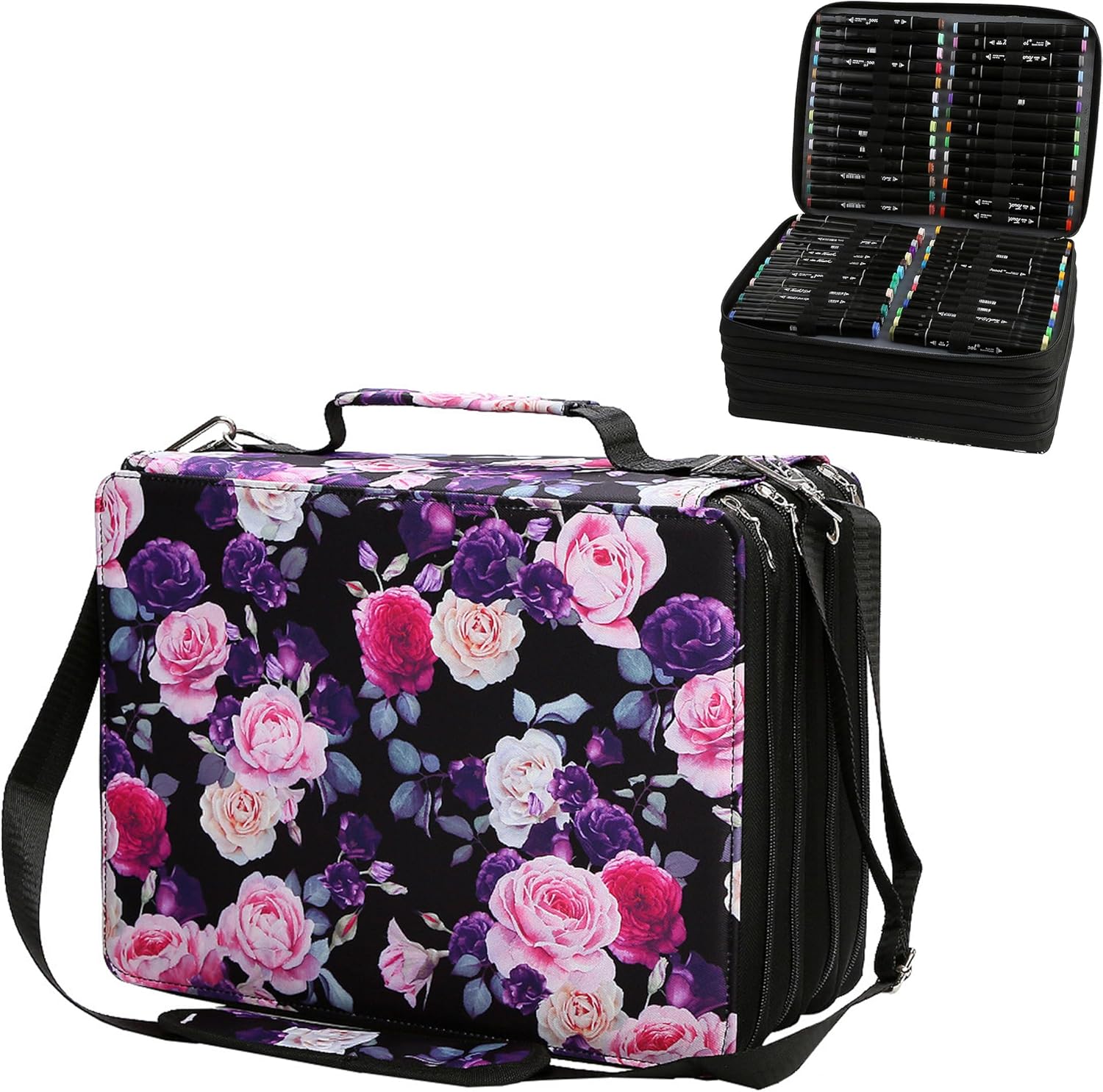 Amazon.com: Aoartix Rose Red Marker Case, 224 Slots Alcohol Marker Case ...