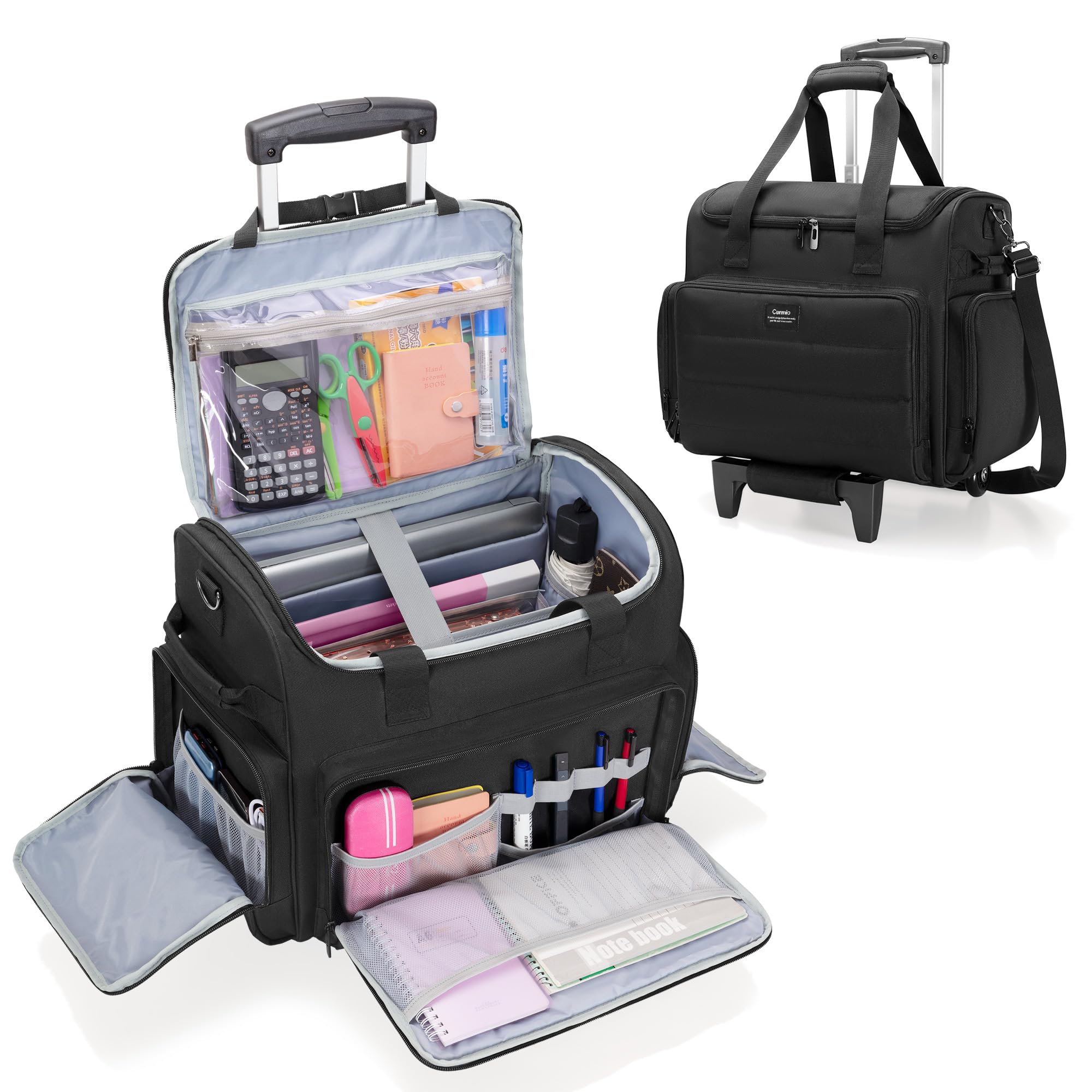 CURMIO Rolling Teacher Bag with Scalable File Organizer Compartment and ...