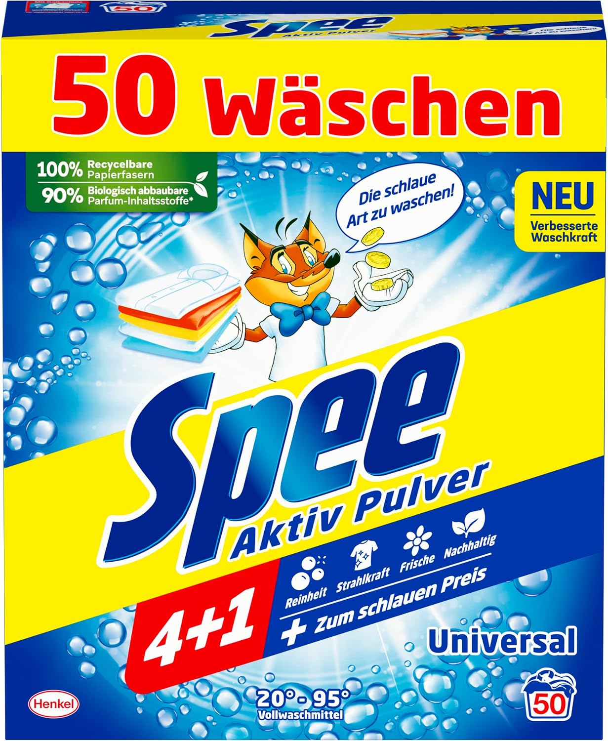 Spee Aktiv Pulver Universal Vollwaschmittel 4 + 1 (50 Waschladungen ...