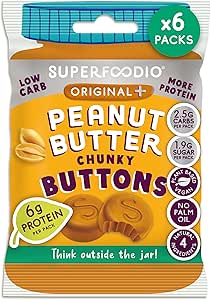 SUPERFOODIO Peanut Butter Buttons | 20g x 6 Original+ packs | Low Carb ...