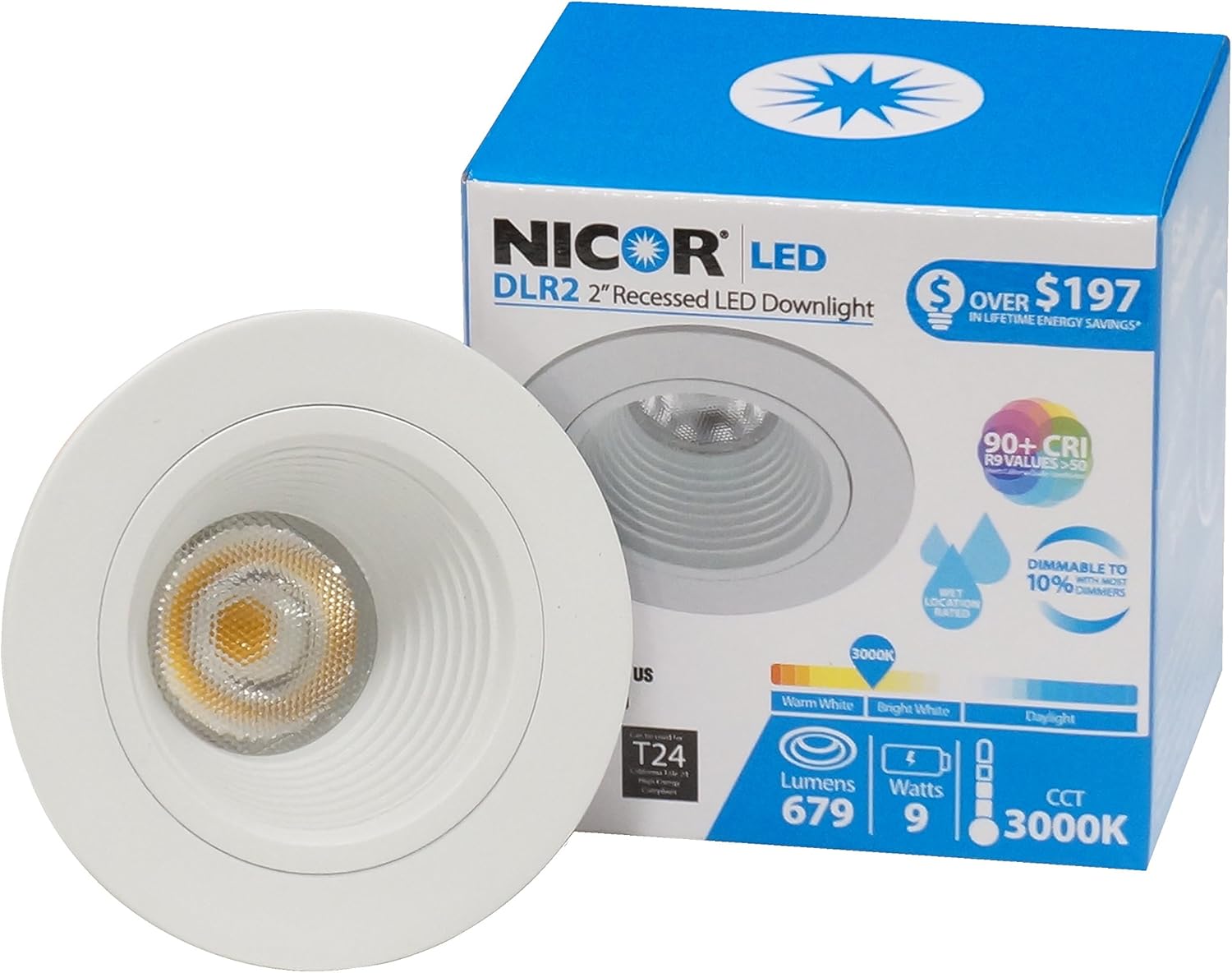 NICOR Lighting DLR2-10-120-3K-WH-BF Downlight, White - Amazon.com