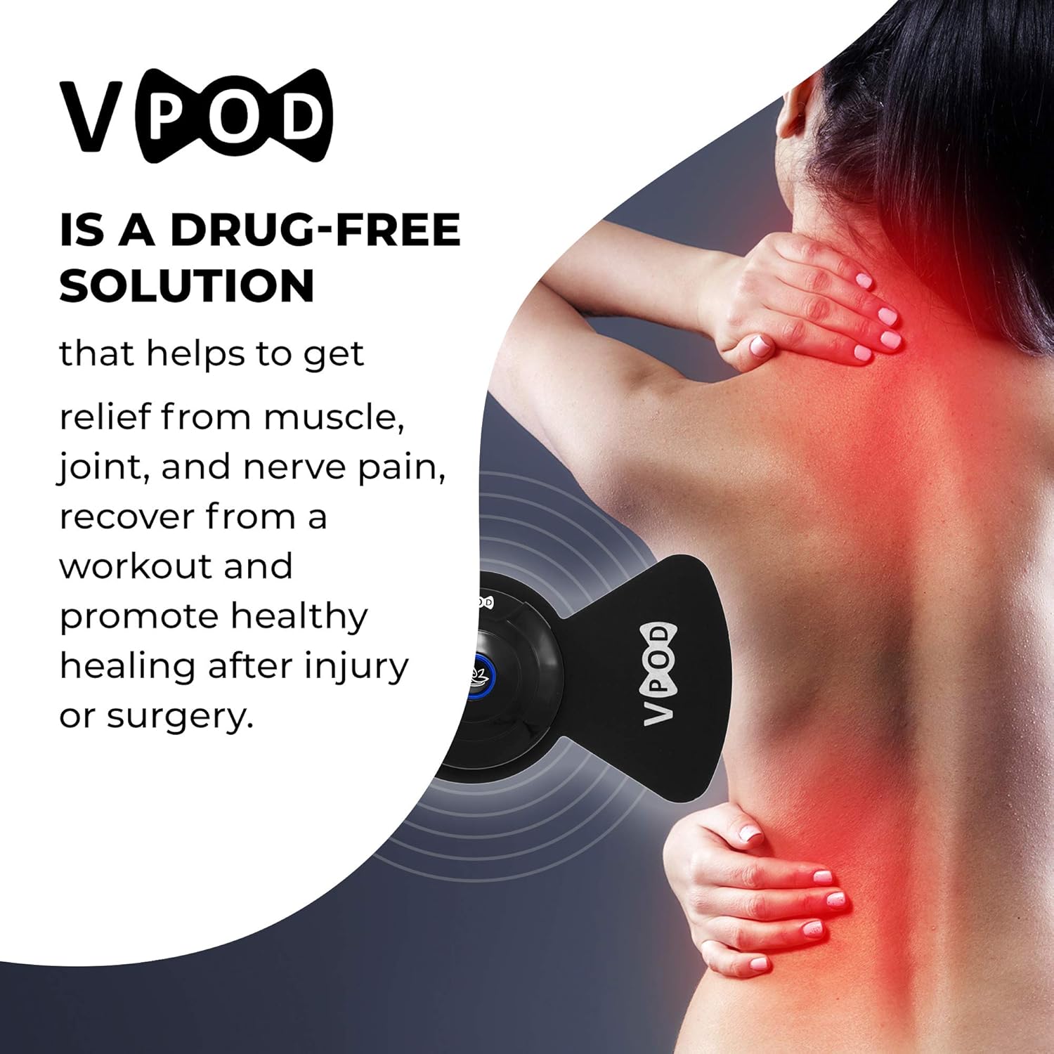 Buy VPOD Single Wireless TENS, EMS & NMES Unit, 1 Pod, 2 Circle ...