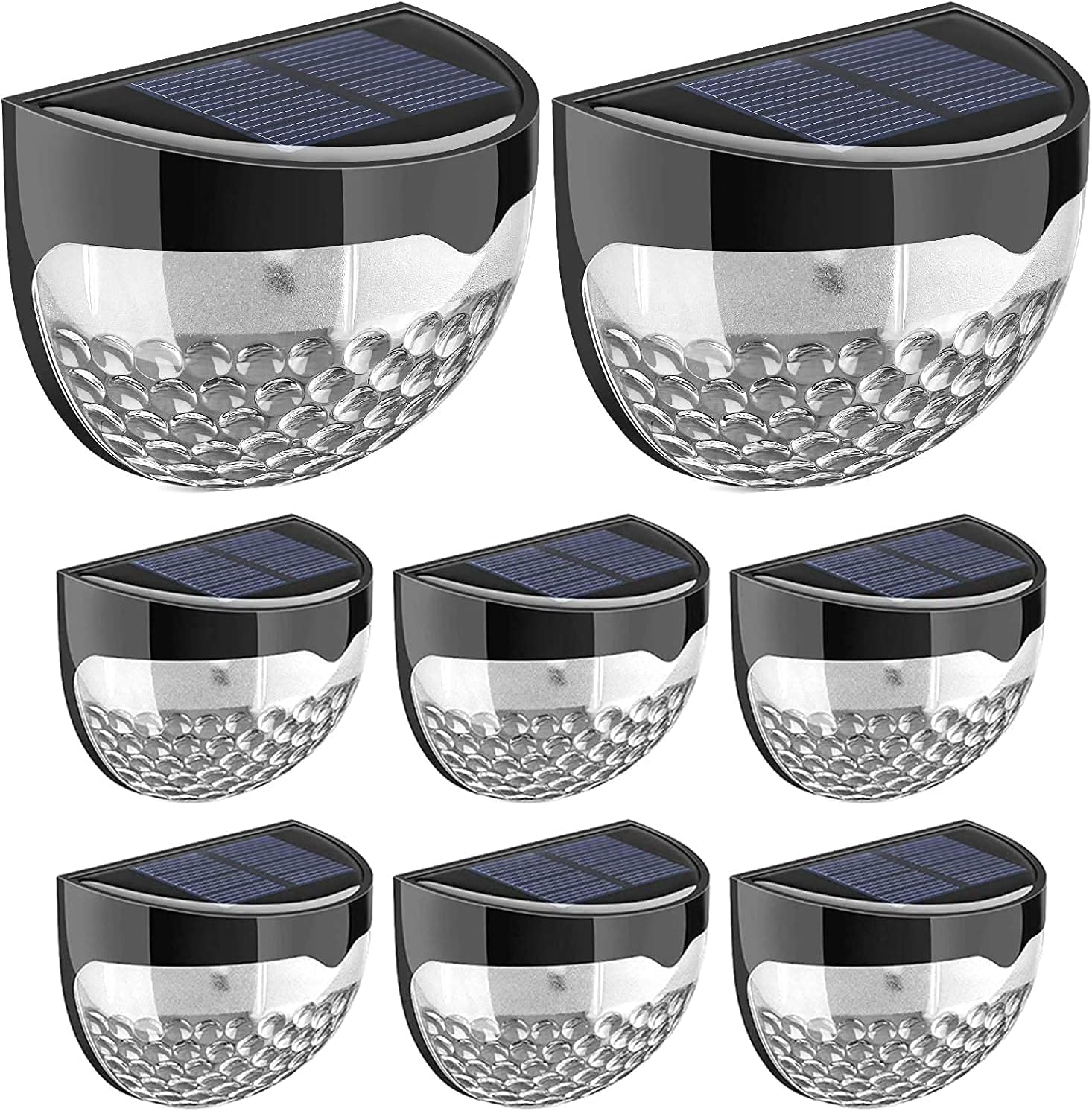 BELLE VOUS Pack of 8 Solar Powered Fence Lights - Warm White LED ...