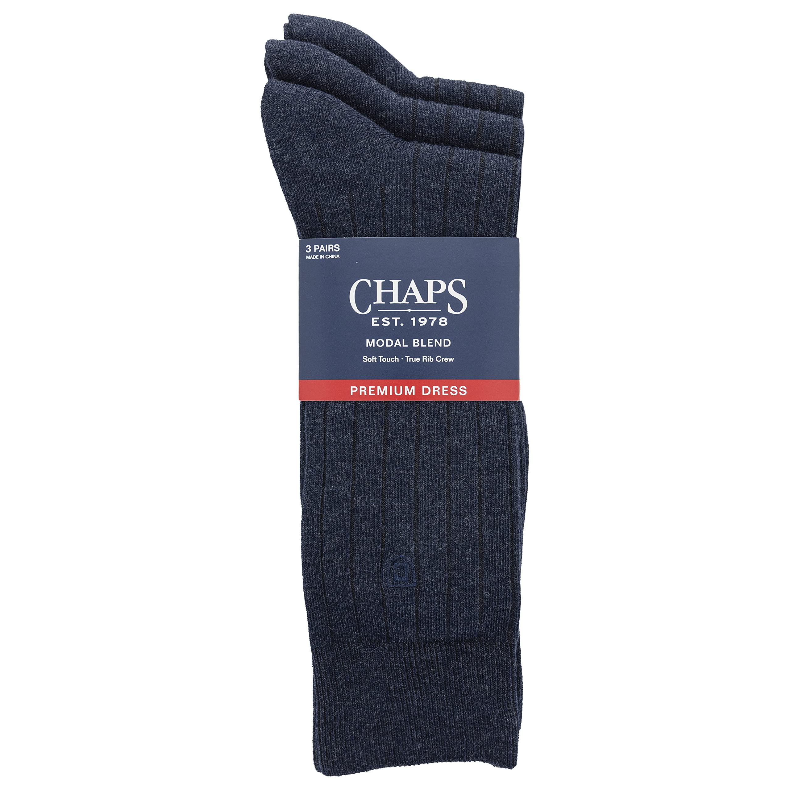 Snapklik.com : Chaps Mens Soft Touch True Rib Dress Crew Socks-3 Pair ...