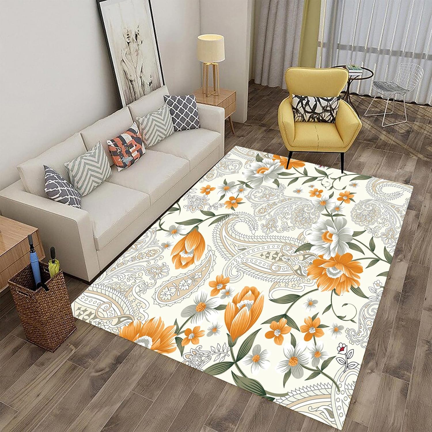 Amazon.com: Ocervd Abstract Art Flowers Area Rug 6x9ft Rugs for Living ...