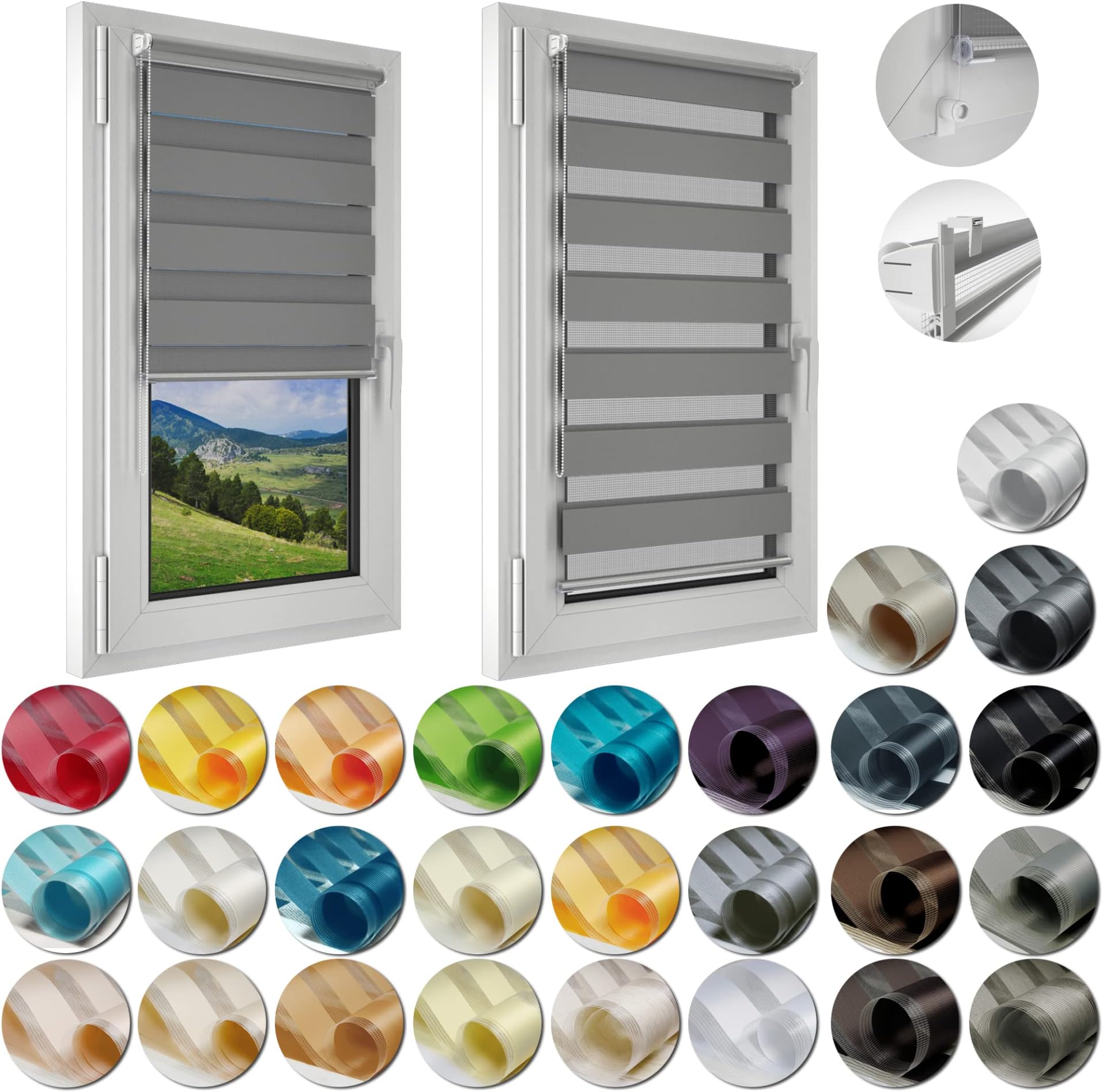 Store Enrouleur Jour Nuit sans Perçage Store Duo Zèbre pour Fenêtre ...