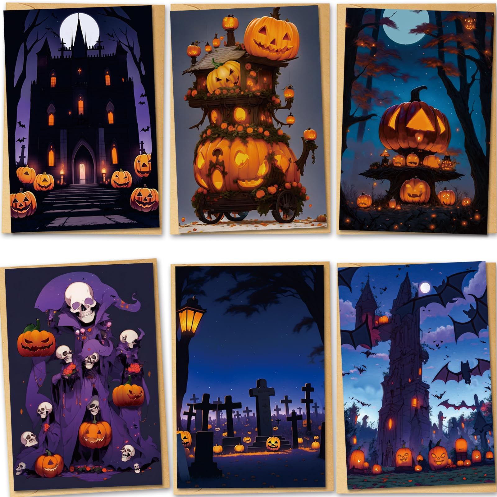 Amazon.com: Obbyidk 24 Pack Halloween Cards with Envelopes, Horror ...