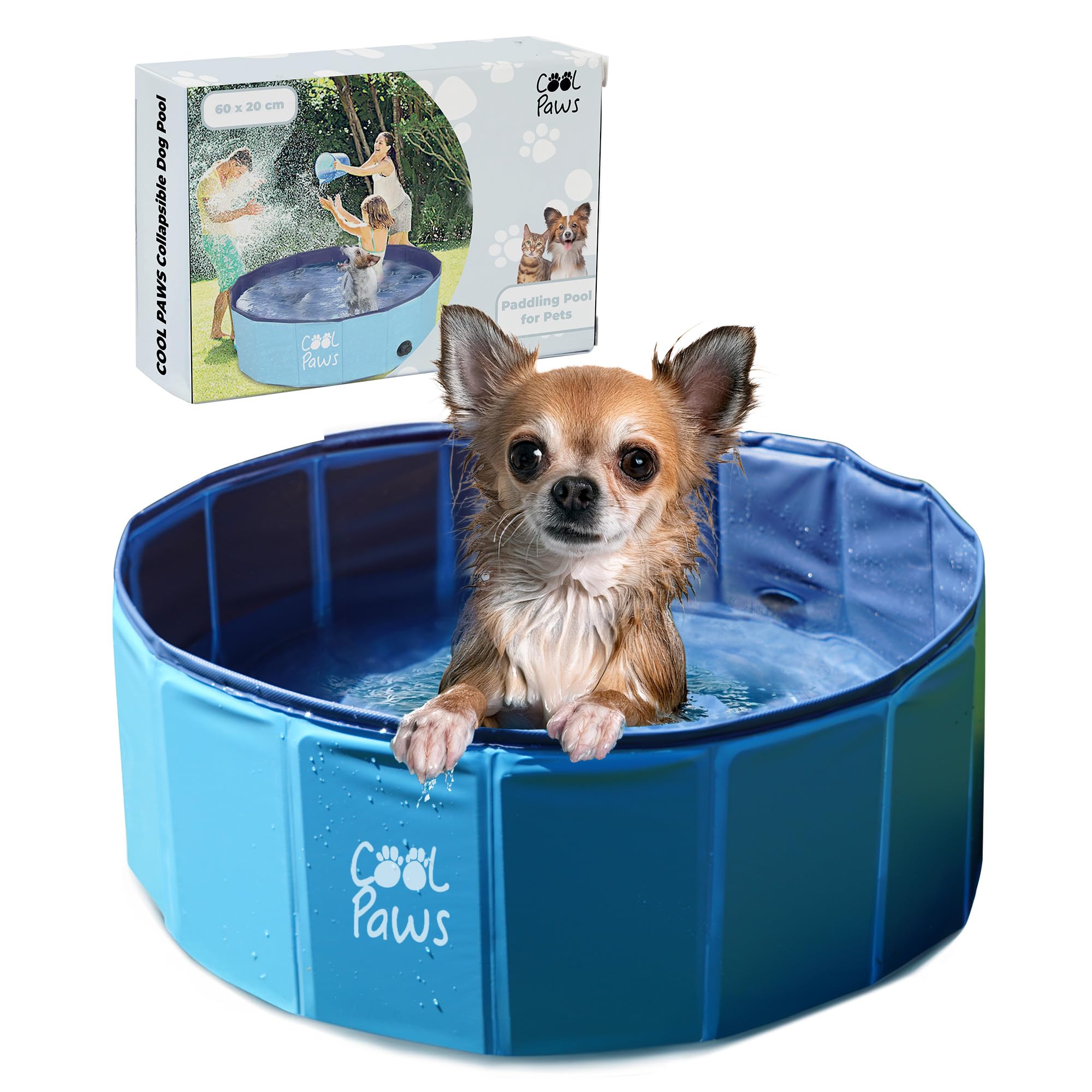 Cool Paws Dog Paddling Pool Extra Small 60x20cm – Durable Foldable ...