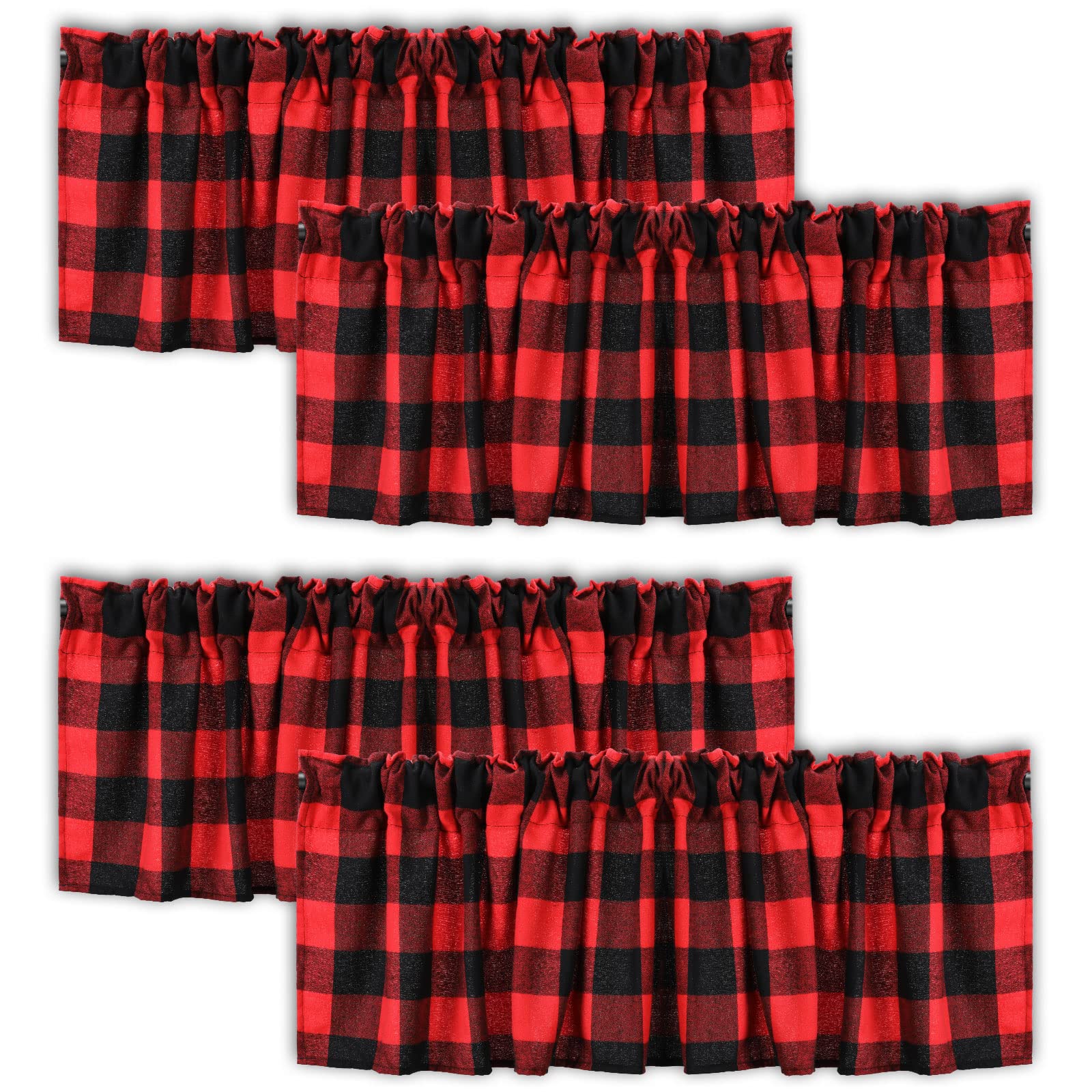 Amazon.com: Tatuo Buffalo Plaid Curtains Buffalo Window Valances ...