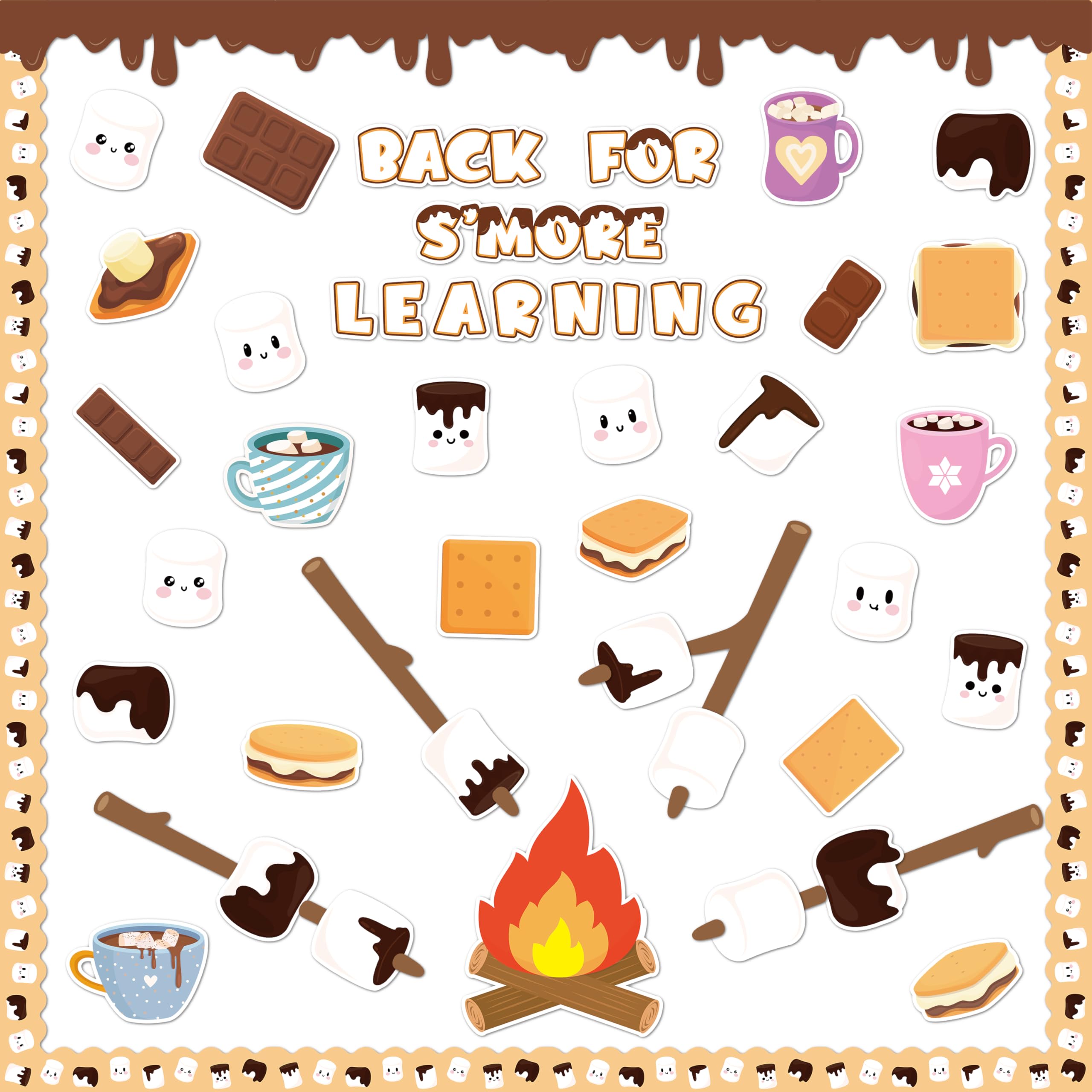 Amazon.com : CPicdn 132Pcs Back to School Marshmallow S'More Bulletin ...