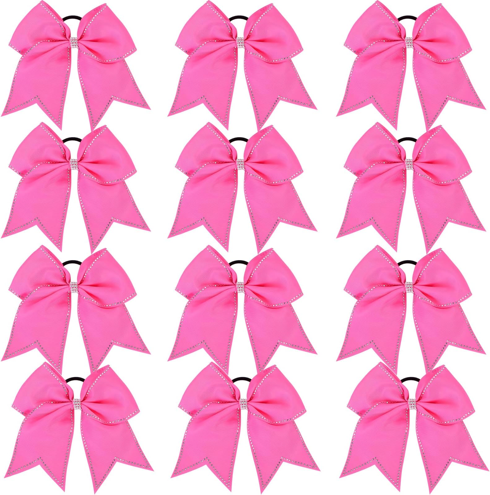 Amazon.com : Hipcheer Large Rhinestones Cheer Hair Bows,12 PCS Glitter ...