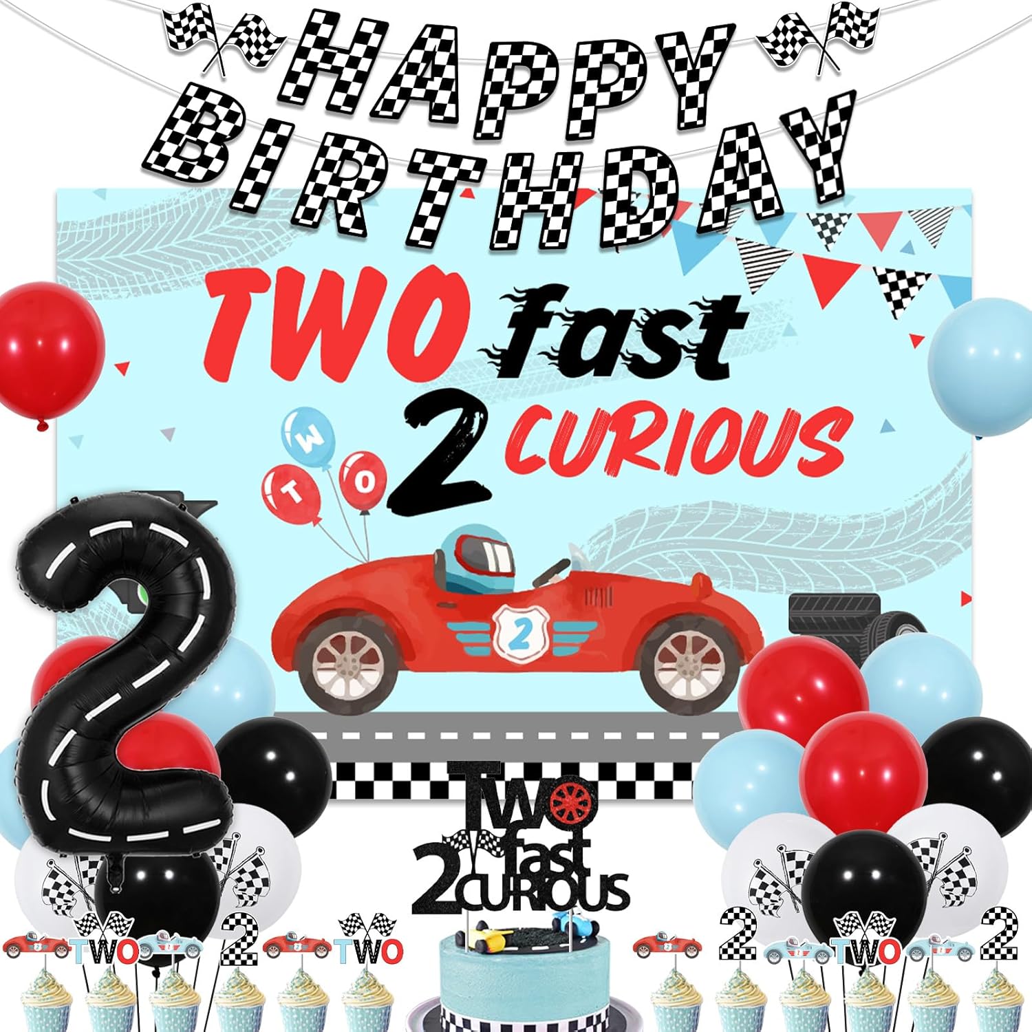 Amazon.com: Two Fast 2 Curious Birthday Decorations - 2 Fast 2 Curious ...
