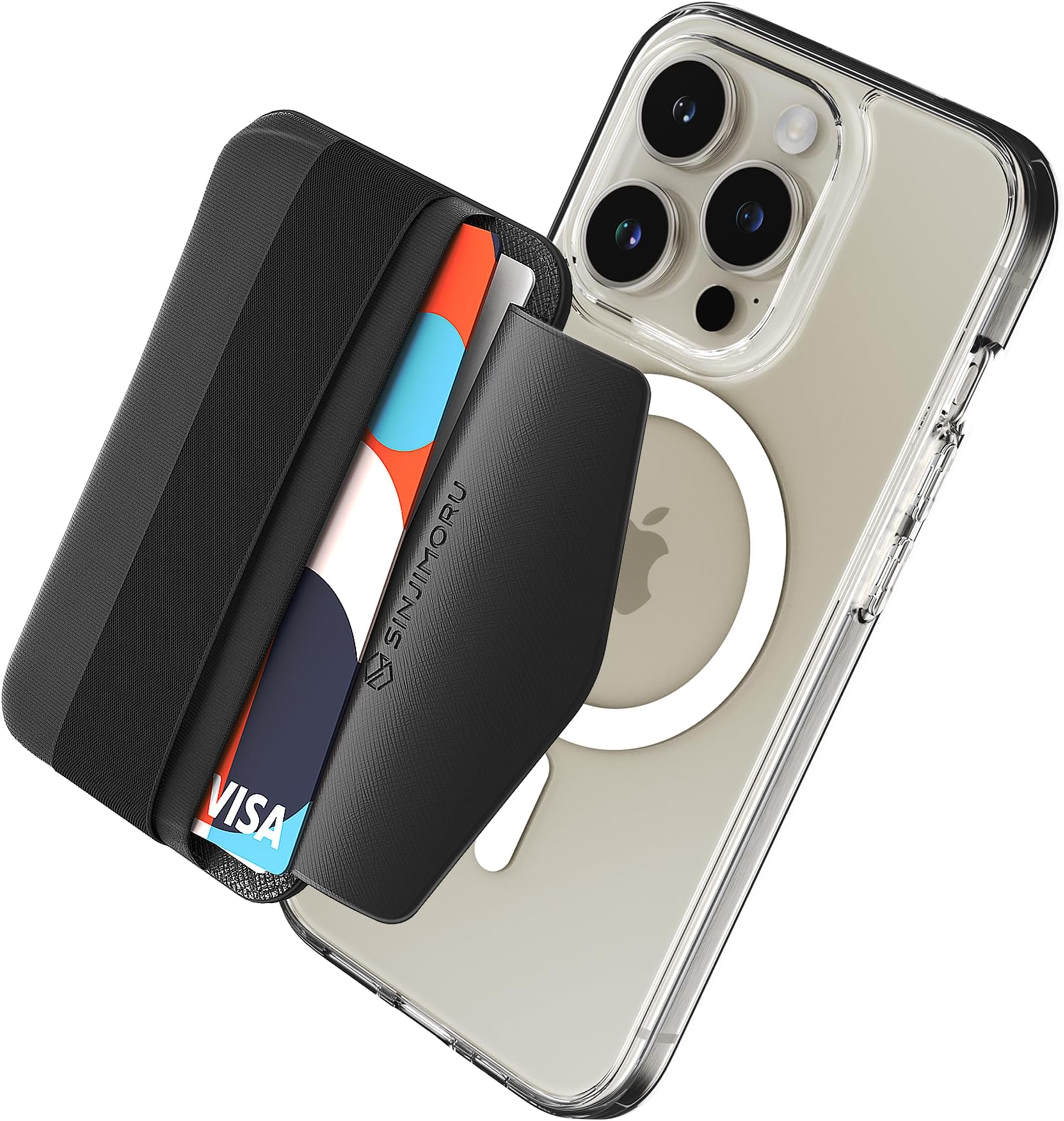 Sinjimoru Magnetic Wallet for iPhone, Magnetic Card Holder with Flap ...