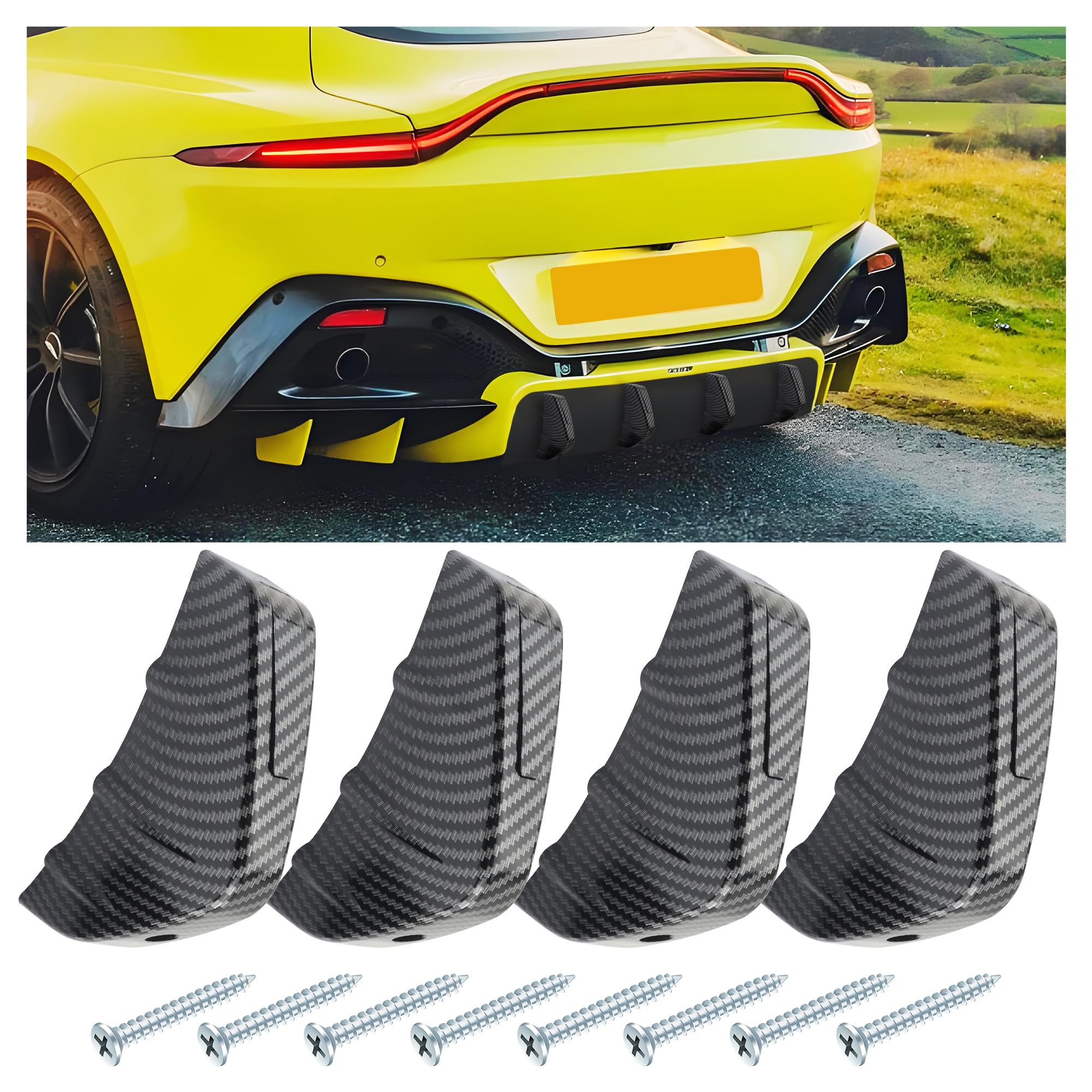 Amazon.com: 4PCS Car Rear Bumper Diffuser,Anti-Crash Shark Fin Rear ...