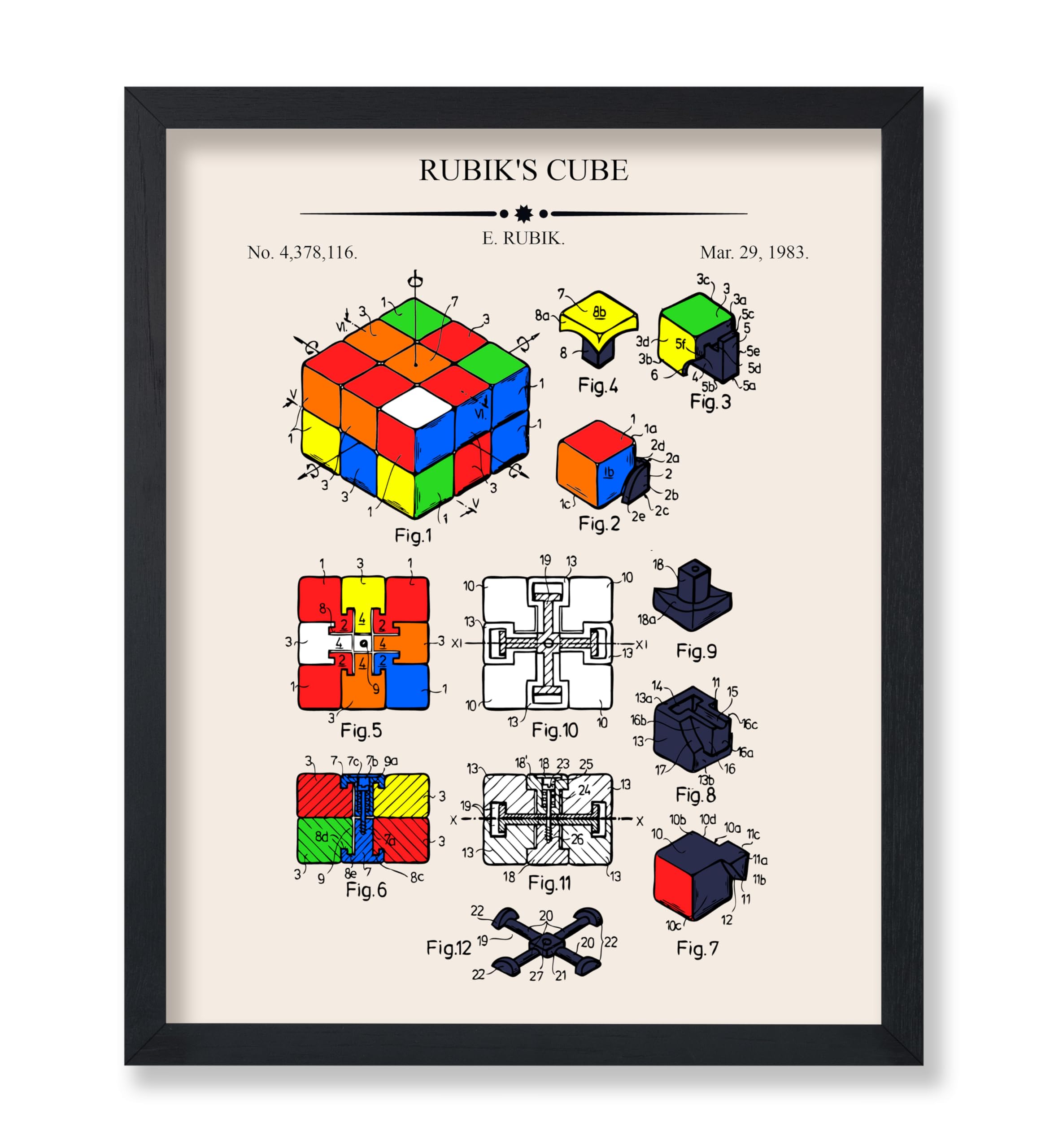 Amazon.com: Poster Master Rubik's Cube Blueprint Poster - Puzzle Cube ...