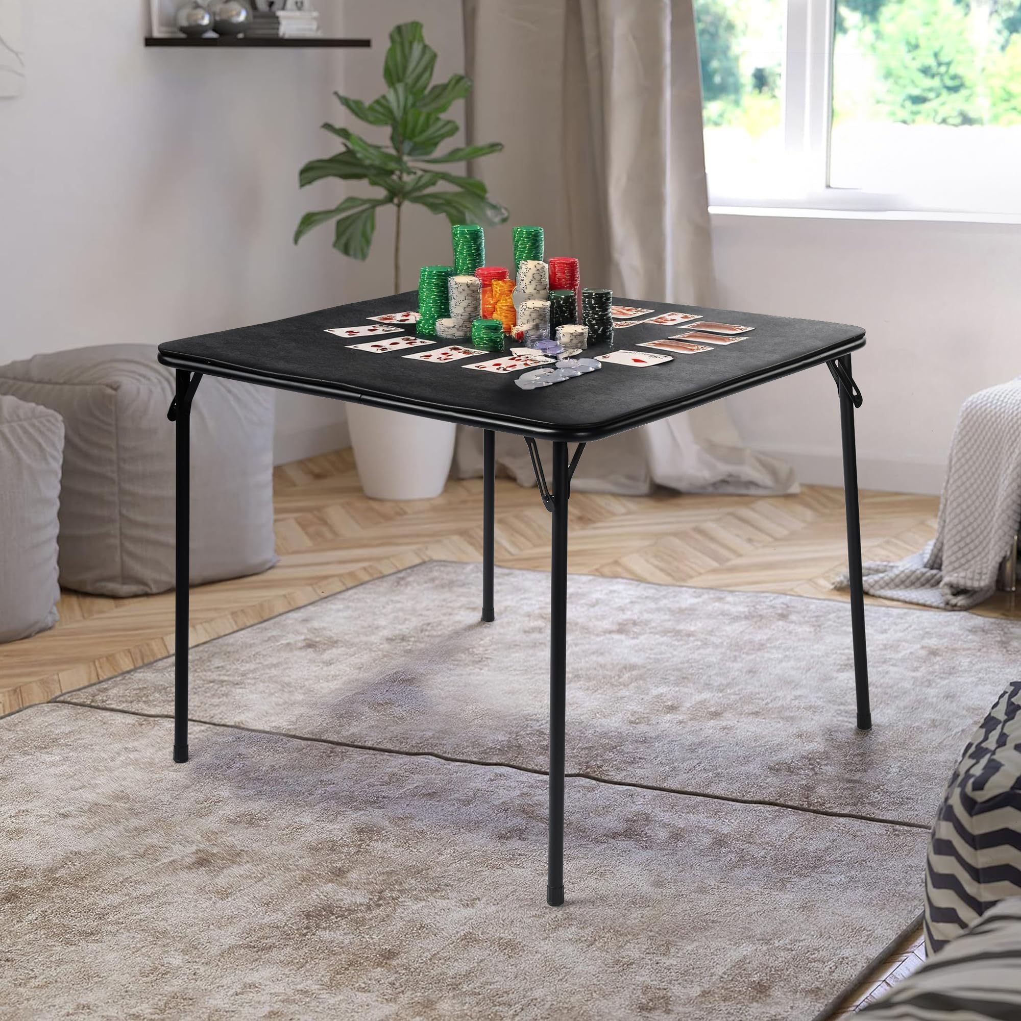 Amazon.com: Homy Casa Folding Card Table – 33.9 Inch Square Metal ...