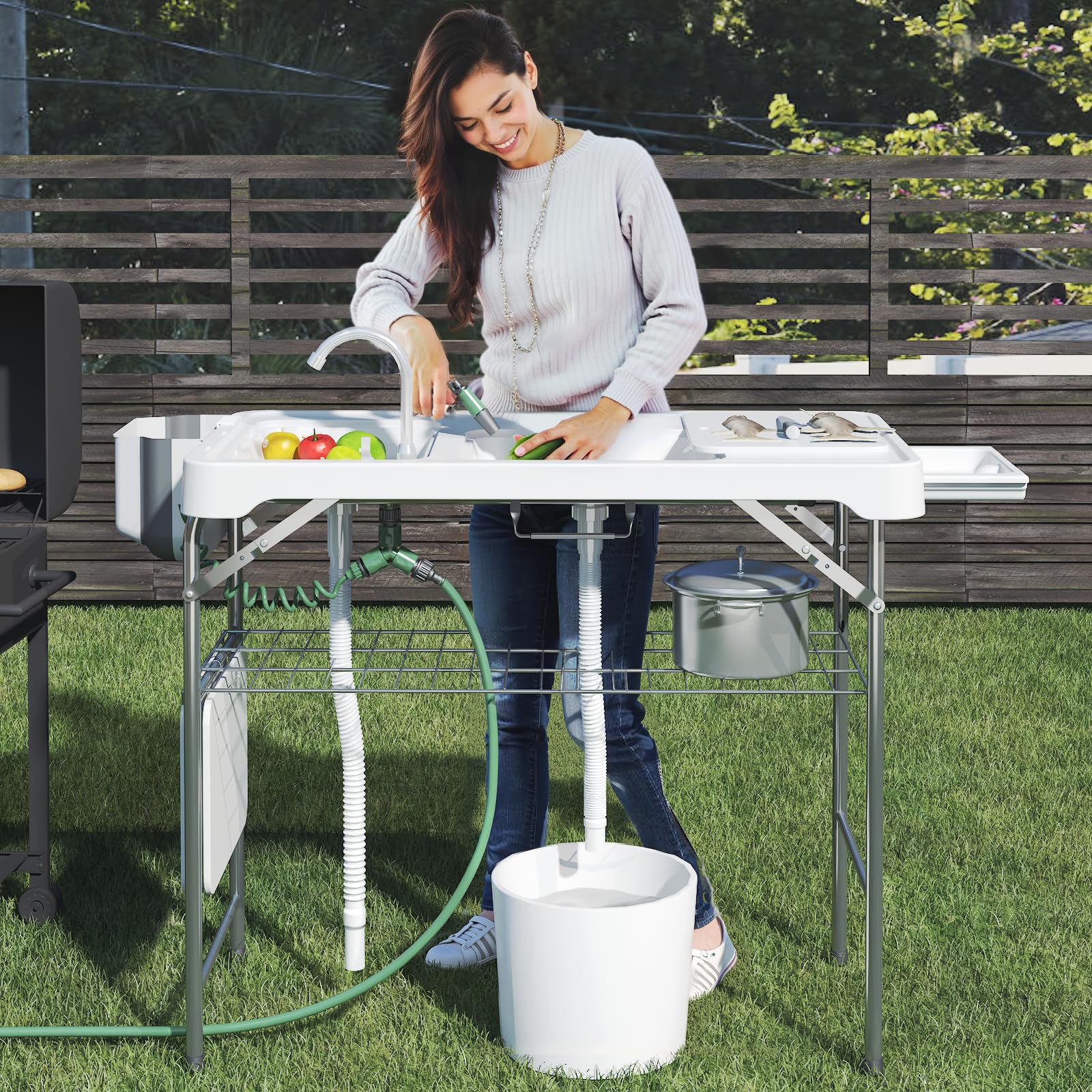 Amazon.com: IWDOO 42.5" Fish Cleaning Table with Dual Sink, Portable ...
